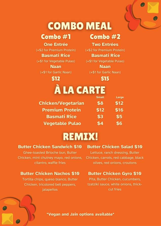 Menu at The Butter Chicken Spot restaurant, Chesterfield