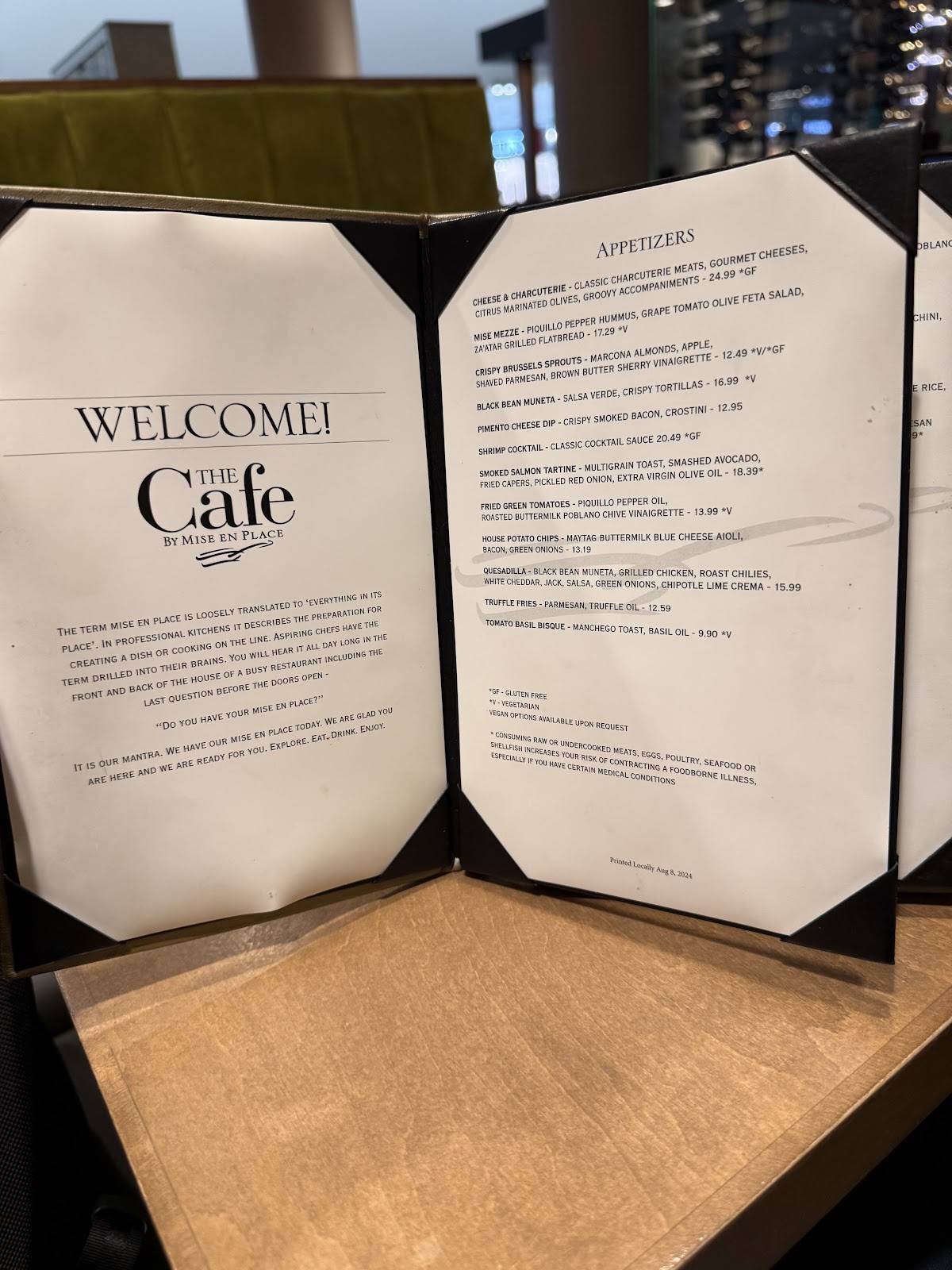 Menu at The Cafe by Mise en Place, Tampa, 4100 George J Bean Pkwy
