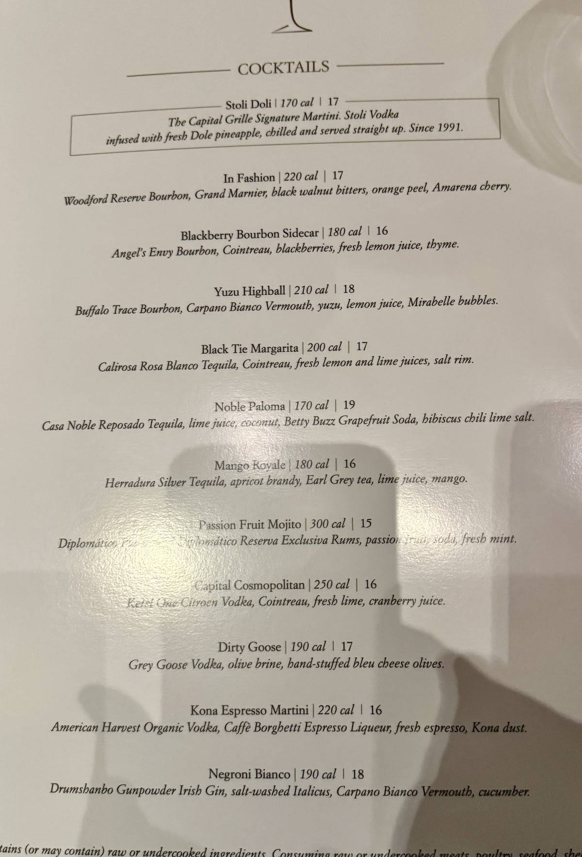 Menu at The Capital Grille pub & bar, Dallas, 500 Crescent Ct