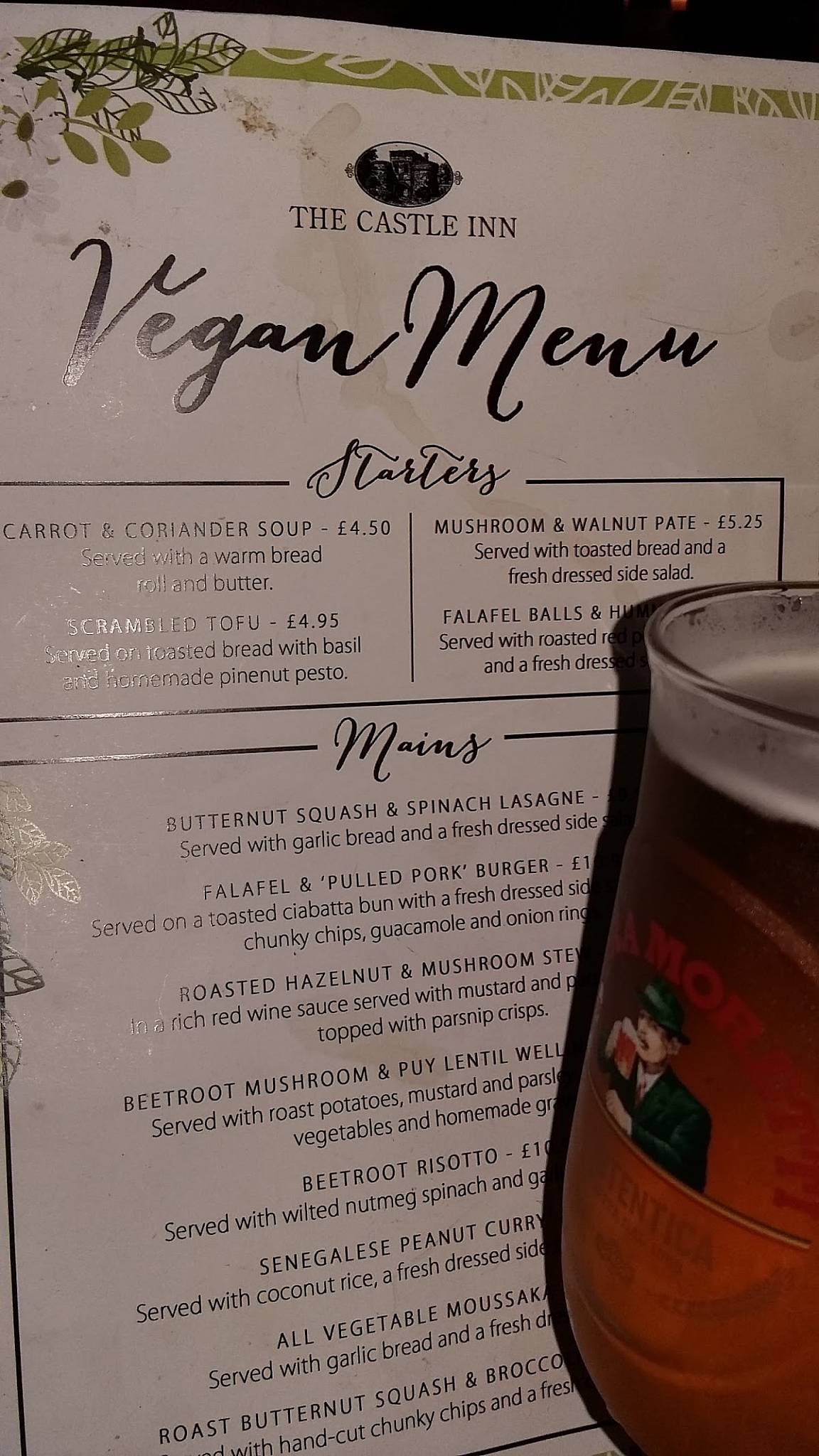 Menu at The Castle Inn pub & bar, Skipton