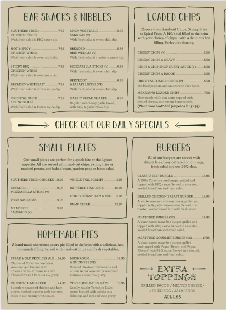 Menu at The Castle Inn pub & bar, Skipton