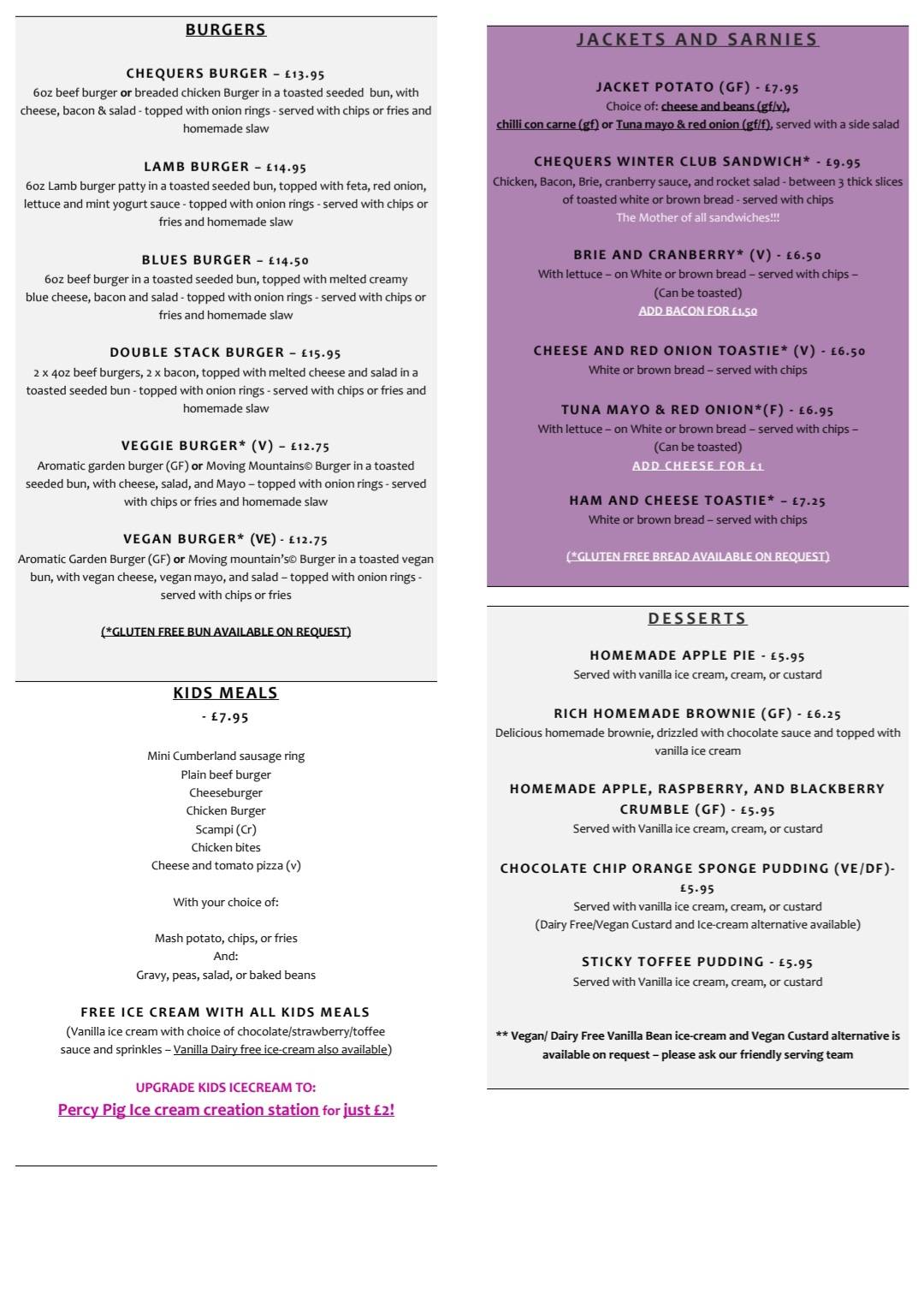 Menu at The Chequers pub & bar, Luton, 1 Luton Rd
