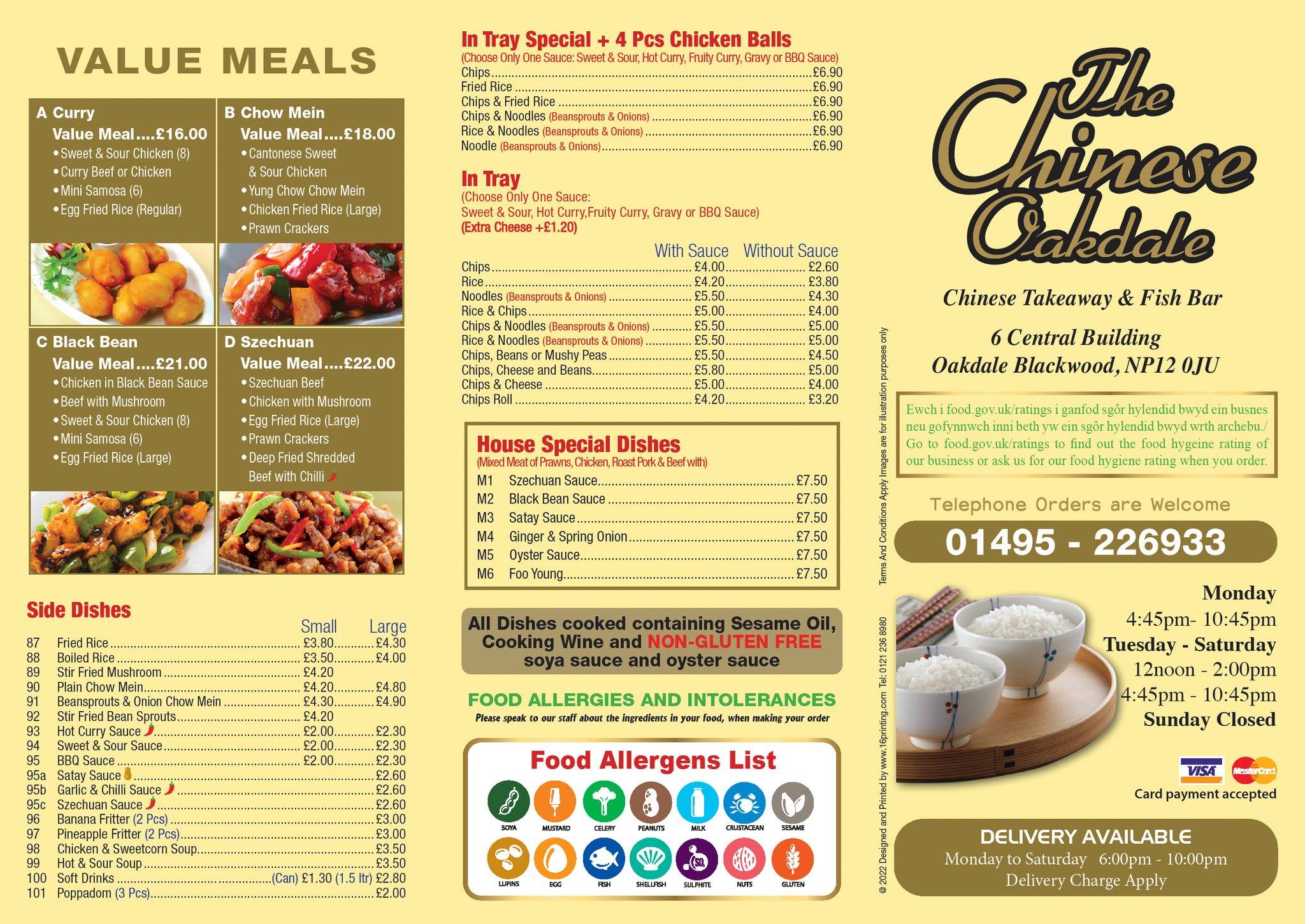 Menu at The Chinese Oakdale Fish &chips and Chinese takeaway pub & bar ...