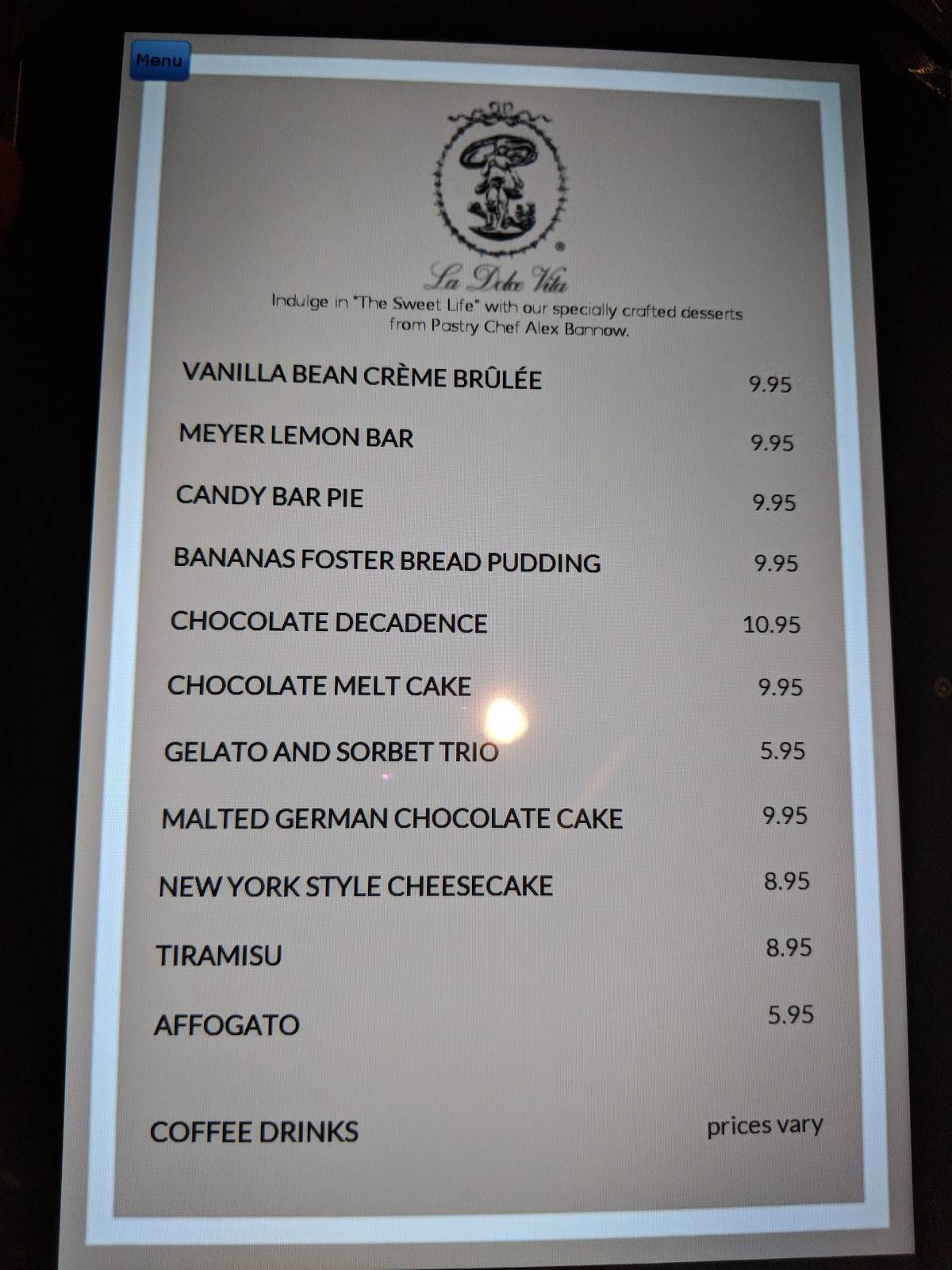 Menu at The Chop House Ann Arbor steakhouse, Ann Arbor