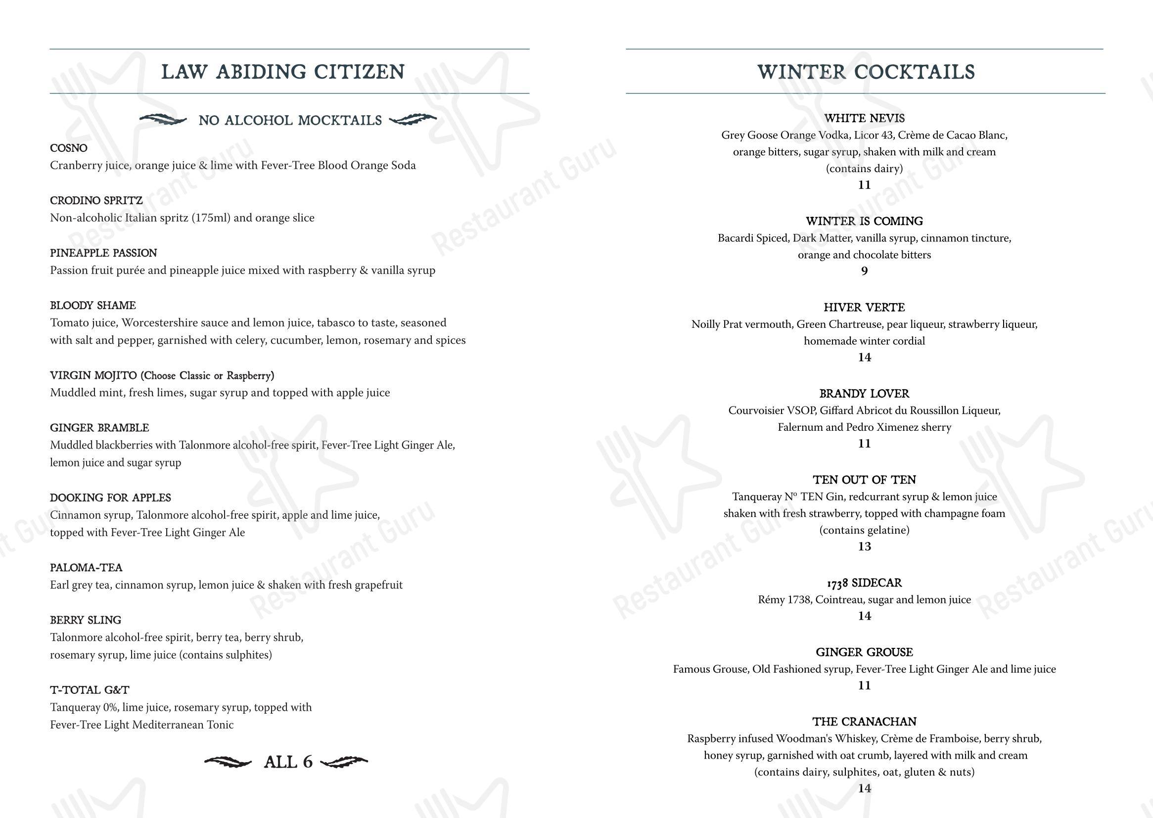 Menu at The Citizen Glasgow restaurant, Glasgow