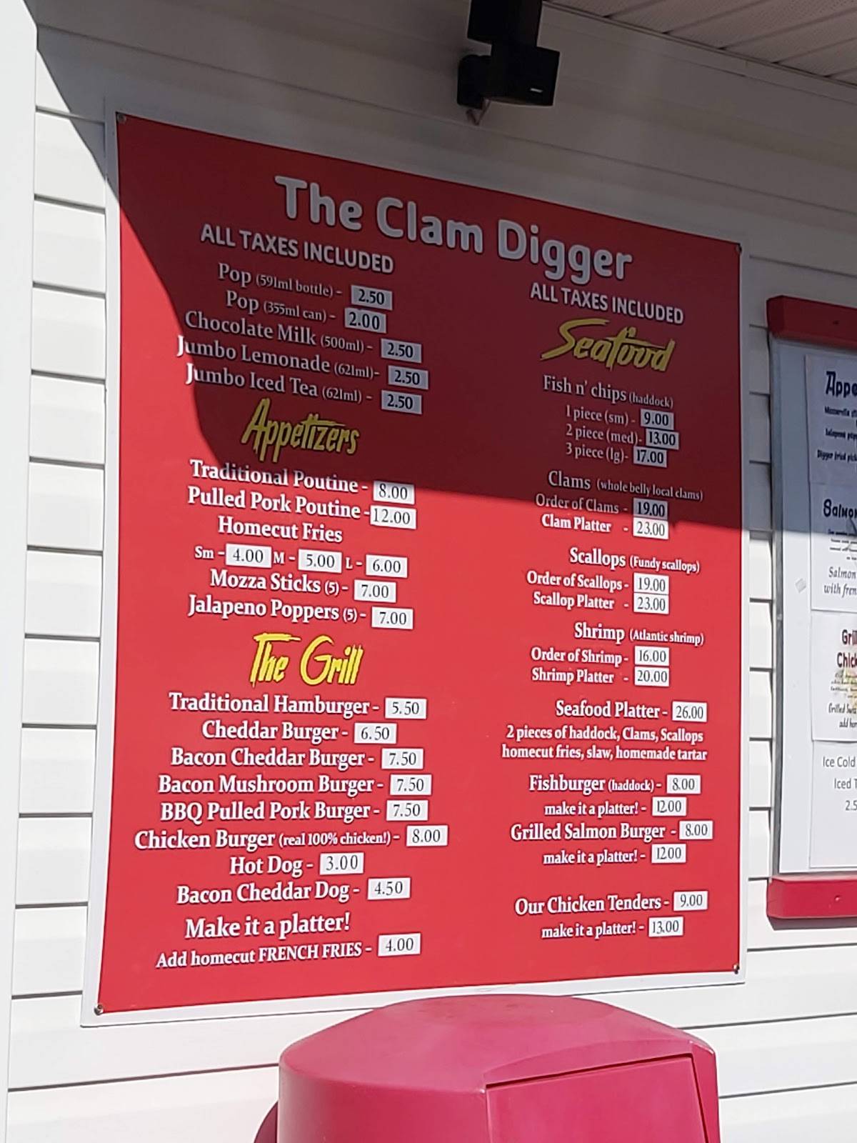 Carta del restaurante The Clam Digger, Chamcook, NB-127