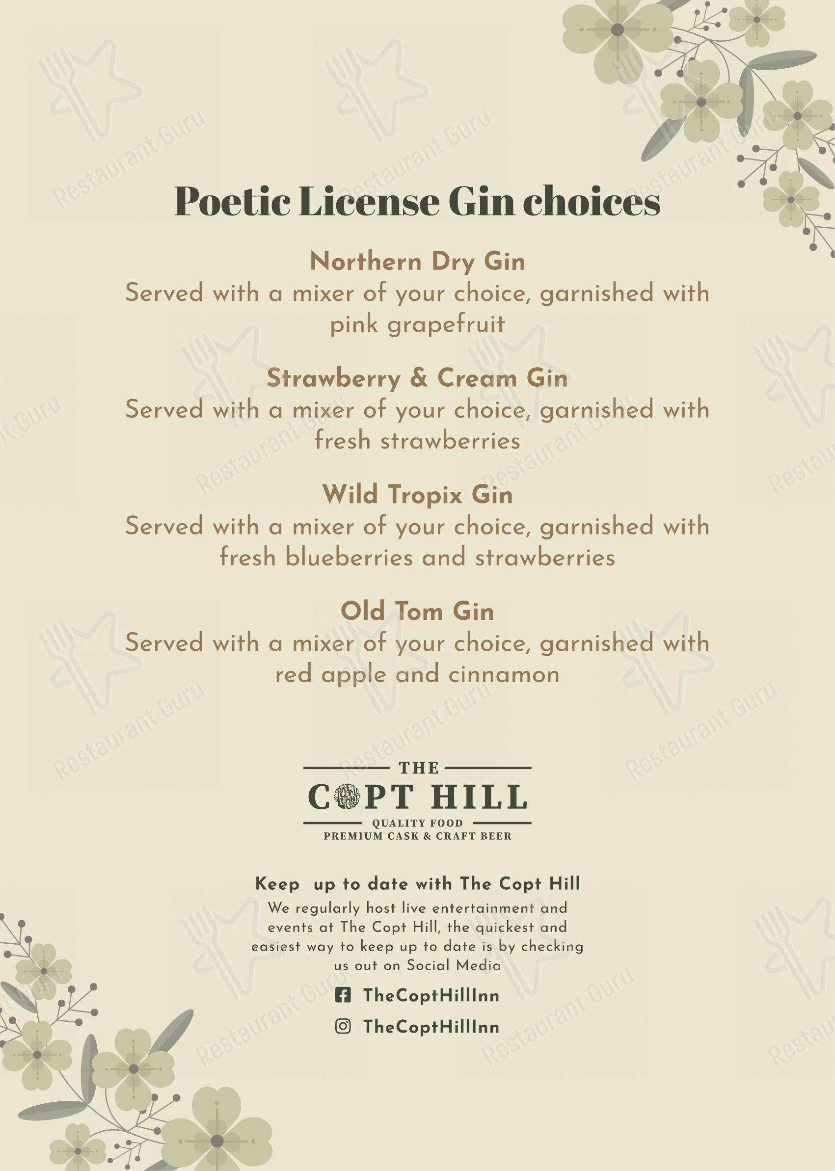 Menu at The Copt Hill Country Inn pub & bar, Houghton le Spring