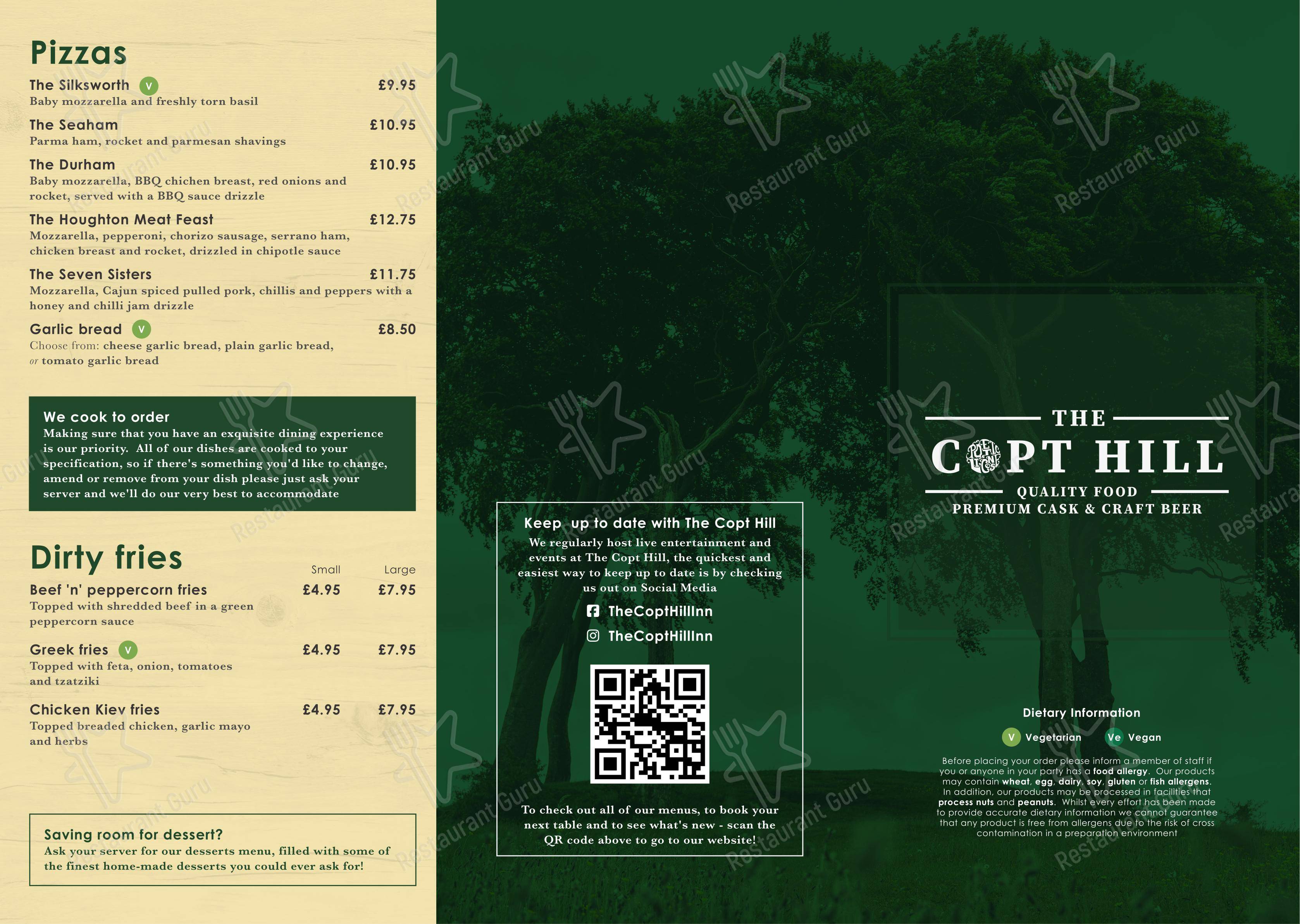 Menu at The Copt Hill Country Inn pub & bar, Houghton le Spring