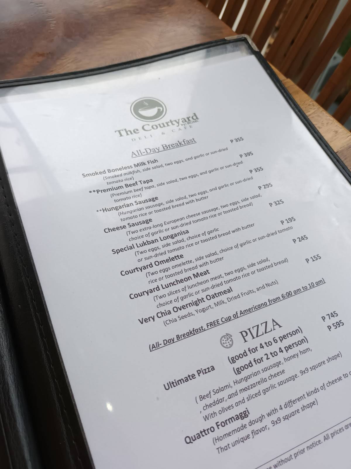 Menu at The Courtyard by BGMC Deli & Cafe, Dasmariñas