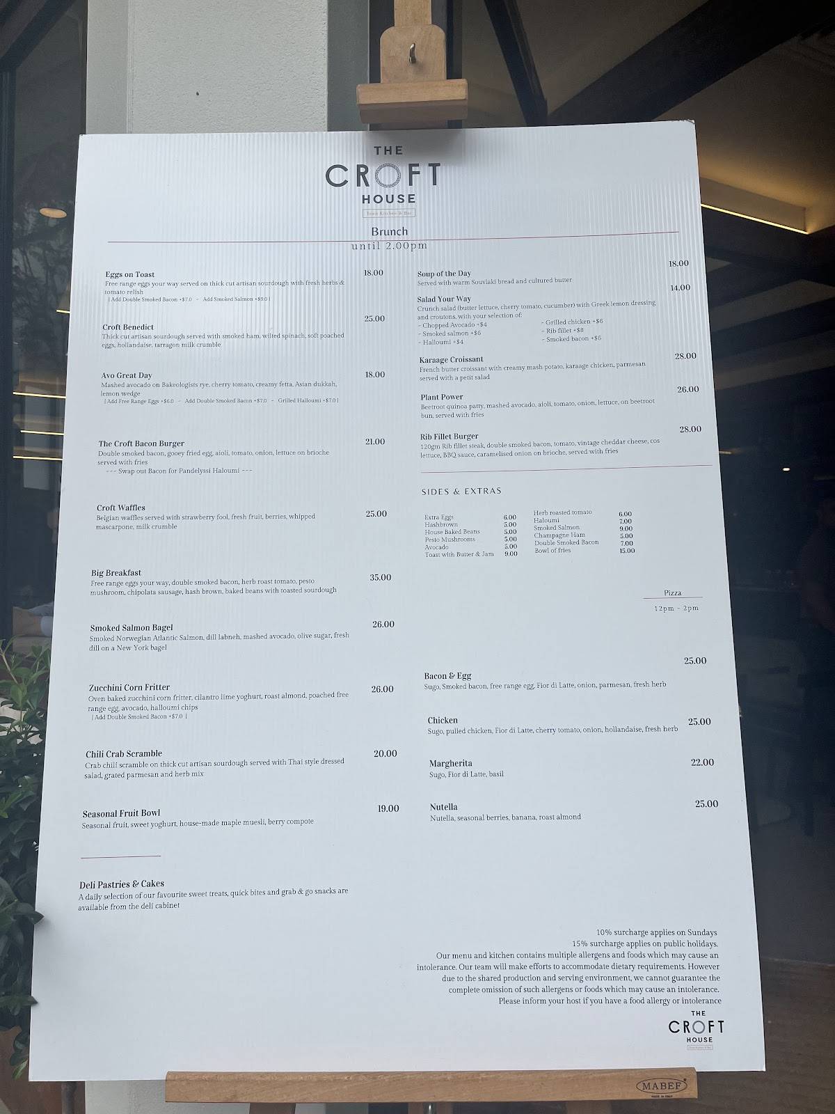 Carta del pub y bar The Croft House, Brisbane