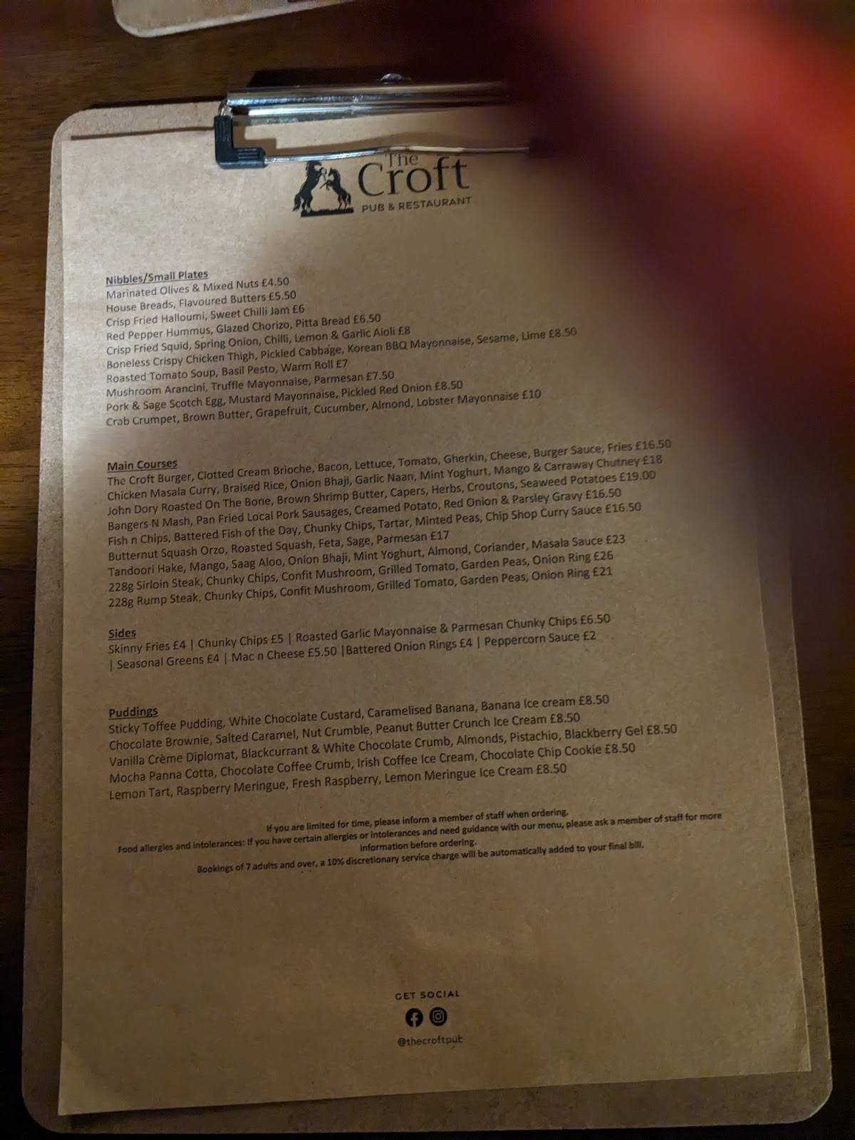 Menu at The Croft pub & bar, Saltash