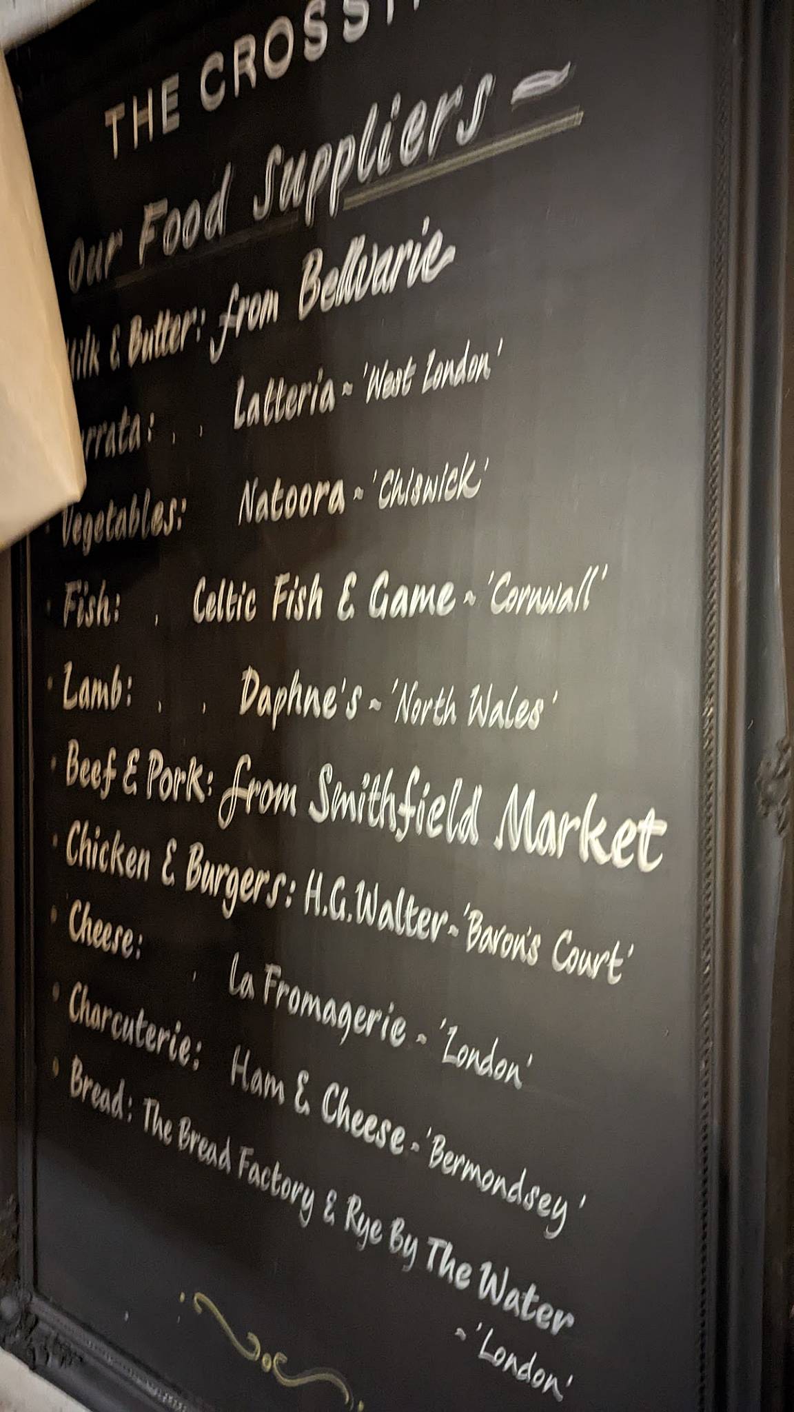 Menu at The Crossing pub & bar, London