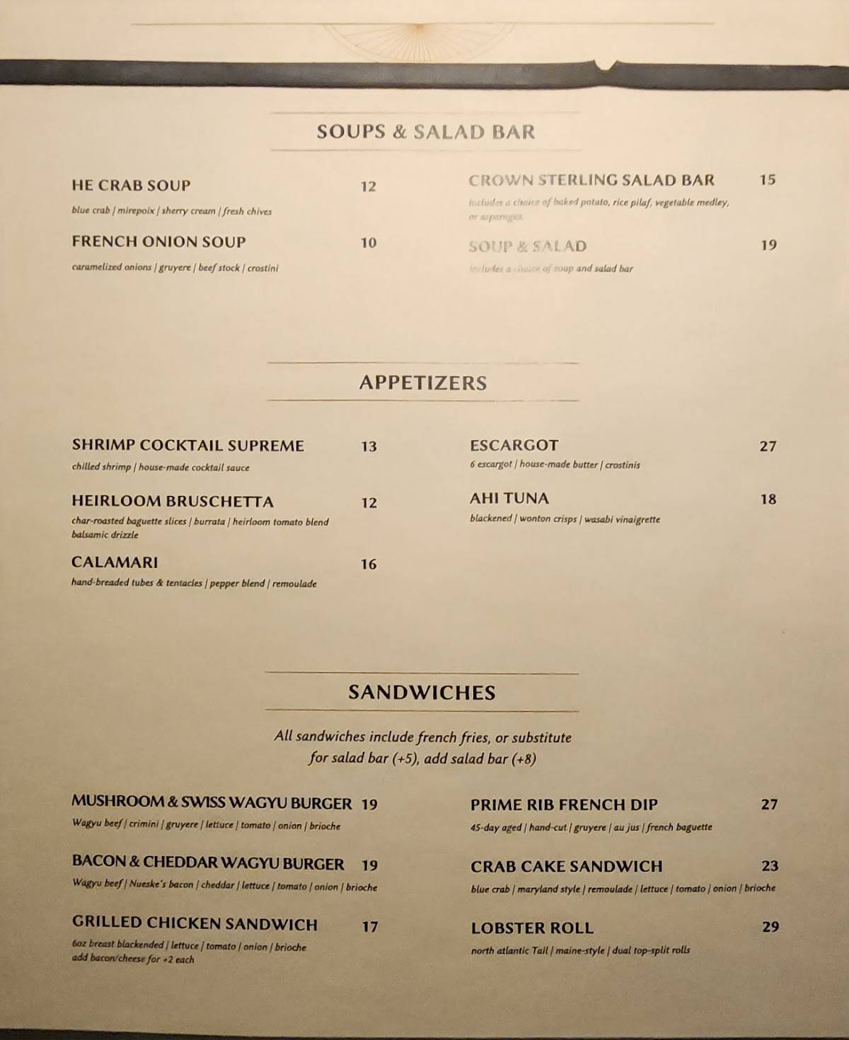 Menu at The Crown's Ember pub & bar, Lynchburg