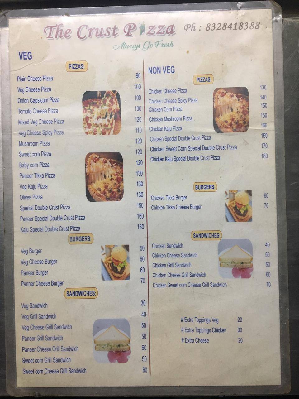 Menu at The Crust Pizza, Hyderabad