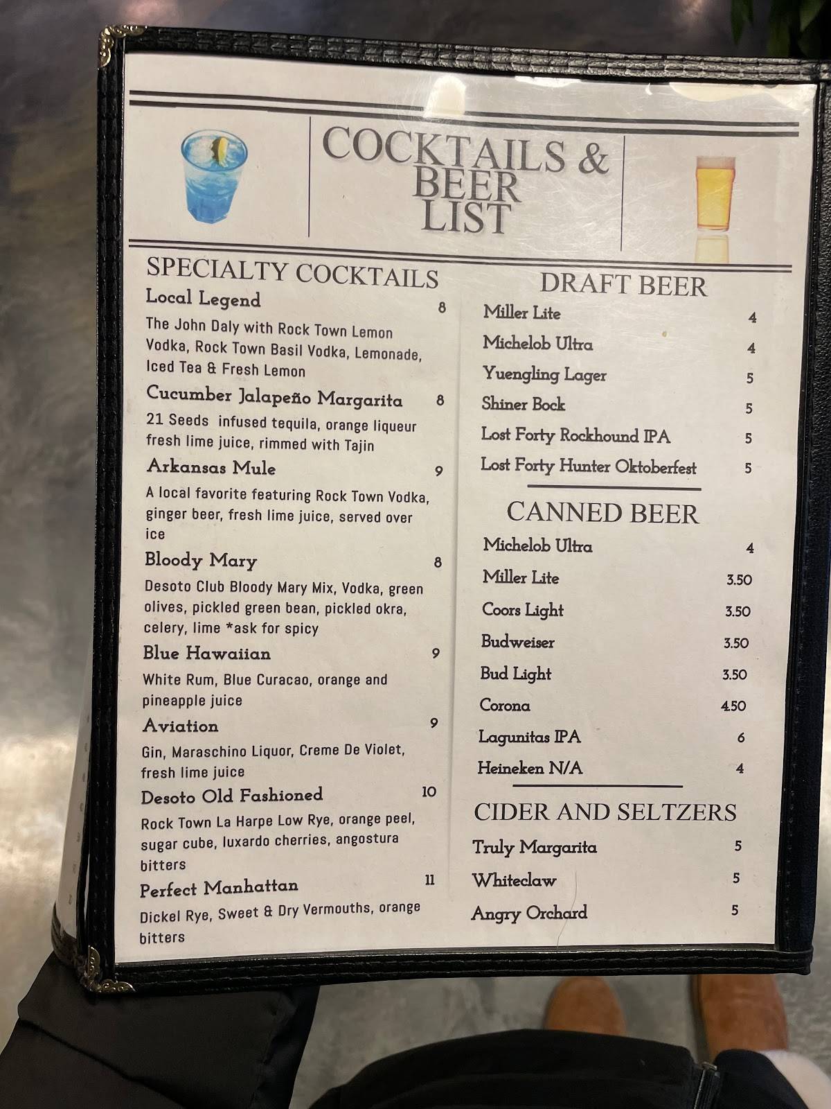 Menu at The DeSoto Club, Hot Springs Village