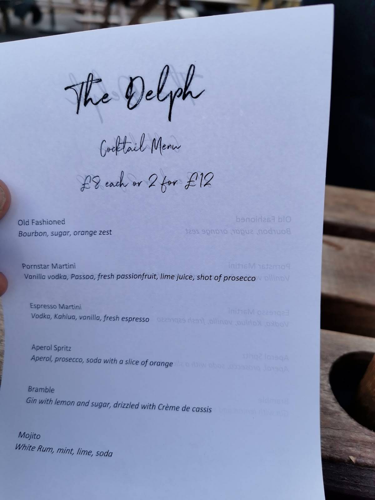 Menu at The Delph Bar and Restaurant, Acrefair