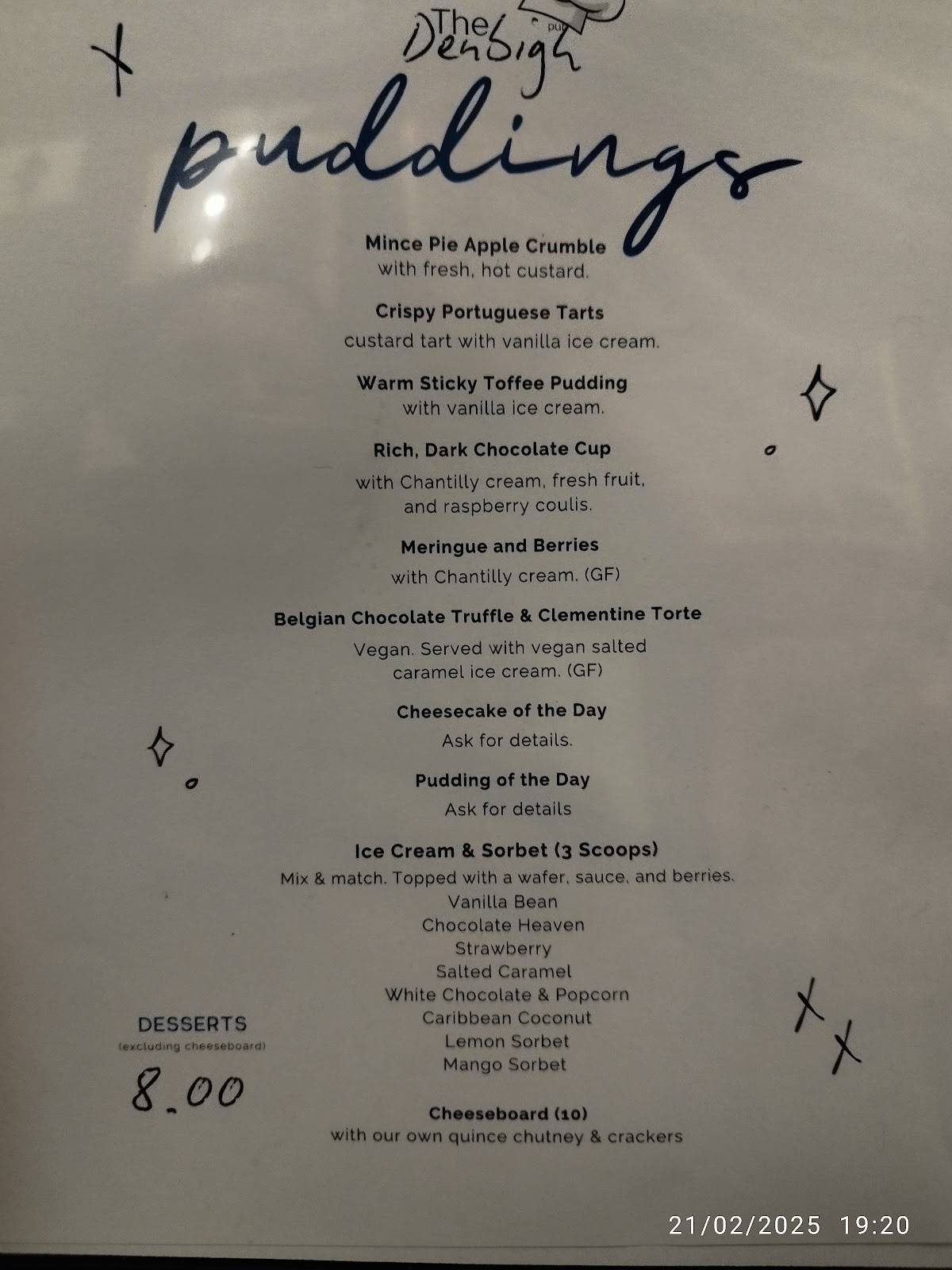Menu at The Denbigh pub & bar, Bexhill