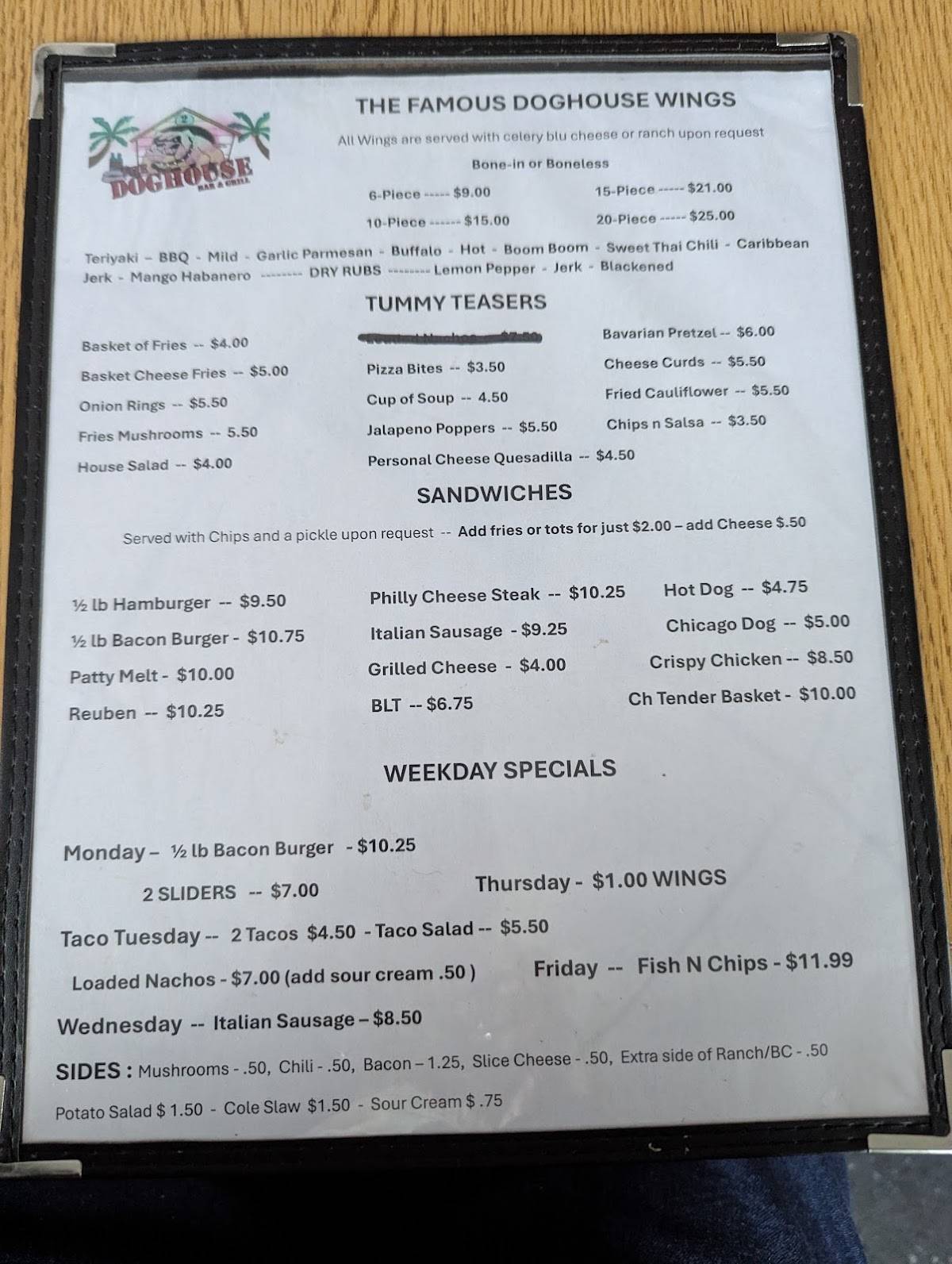 Menu at The Dog House 2 pub & bar, Homosassa