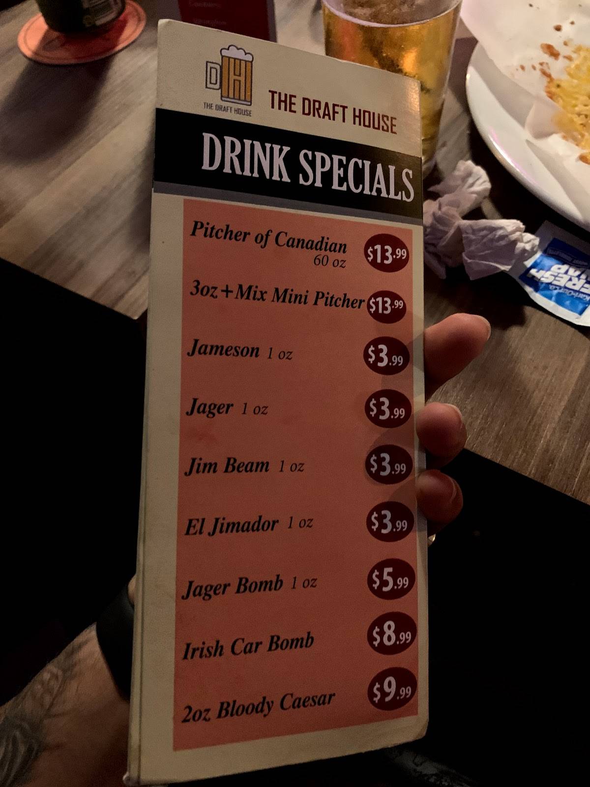 Menu at The Draft House pub & bar, Toronto