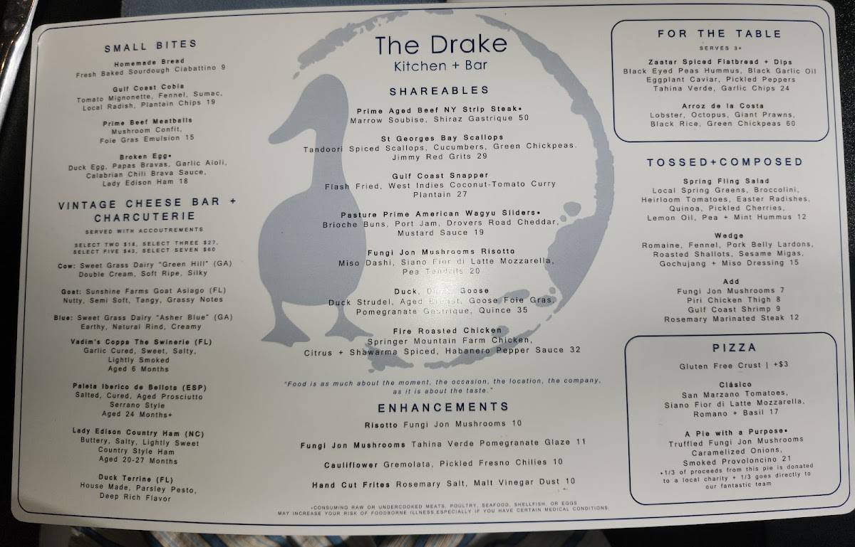 Menu at The Drake pub & bar, Orlando