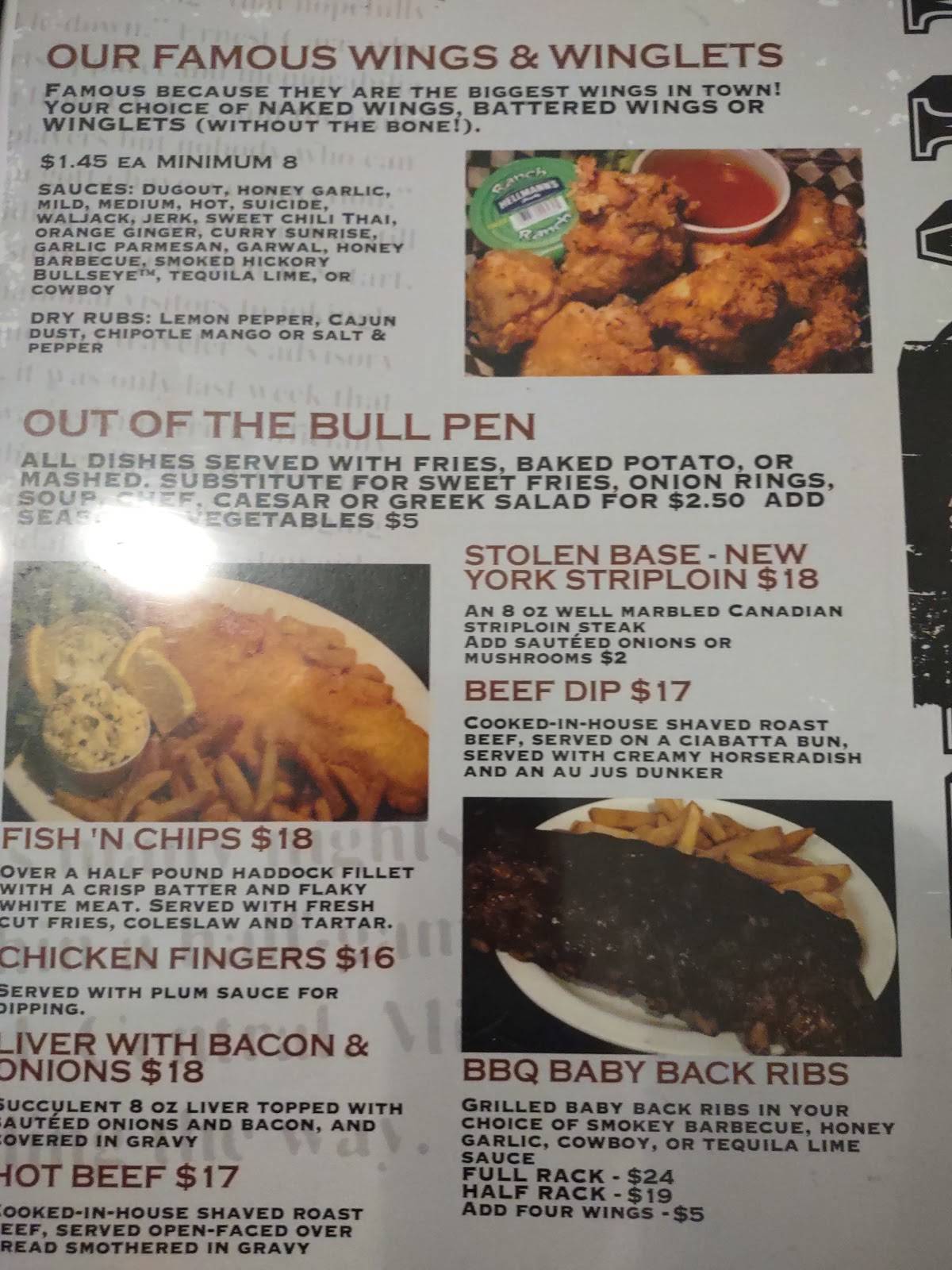 Menu at The Dugout pub & bar, Belleville