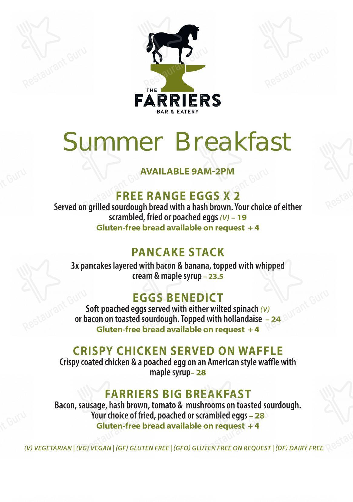 Menu at The Farriers Bar & Eatery, Masterton