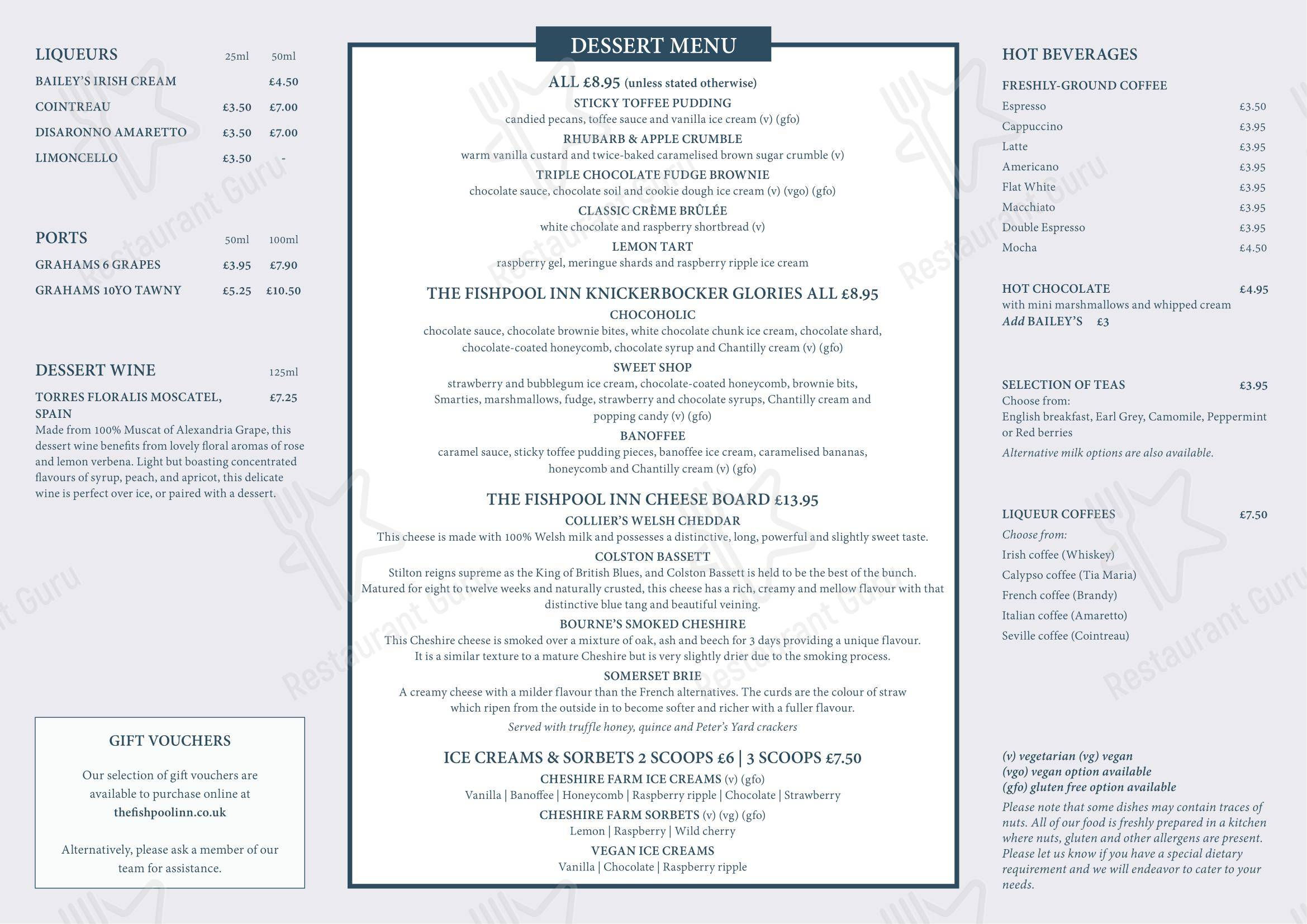 Menu at The Fishpool Inn pub & bar, Delamere