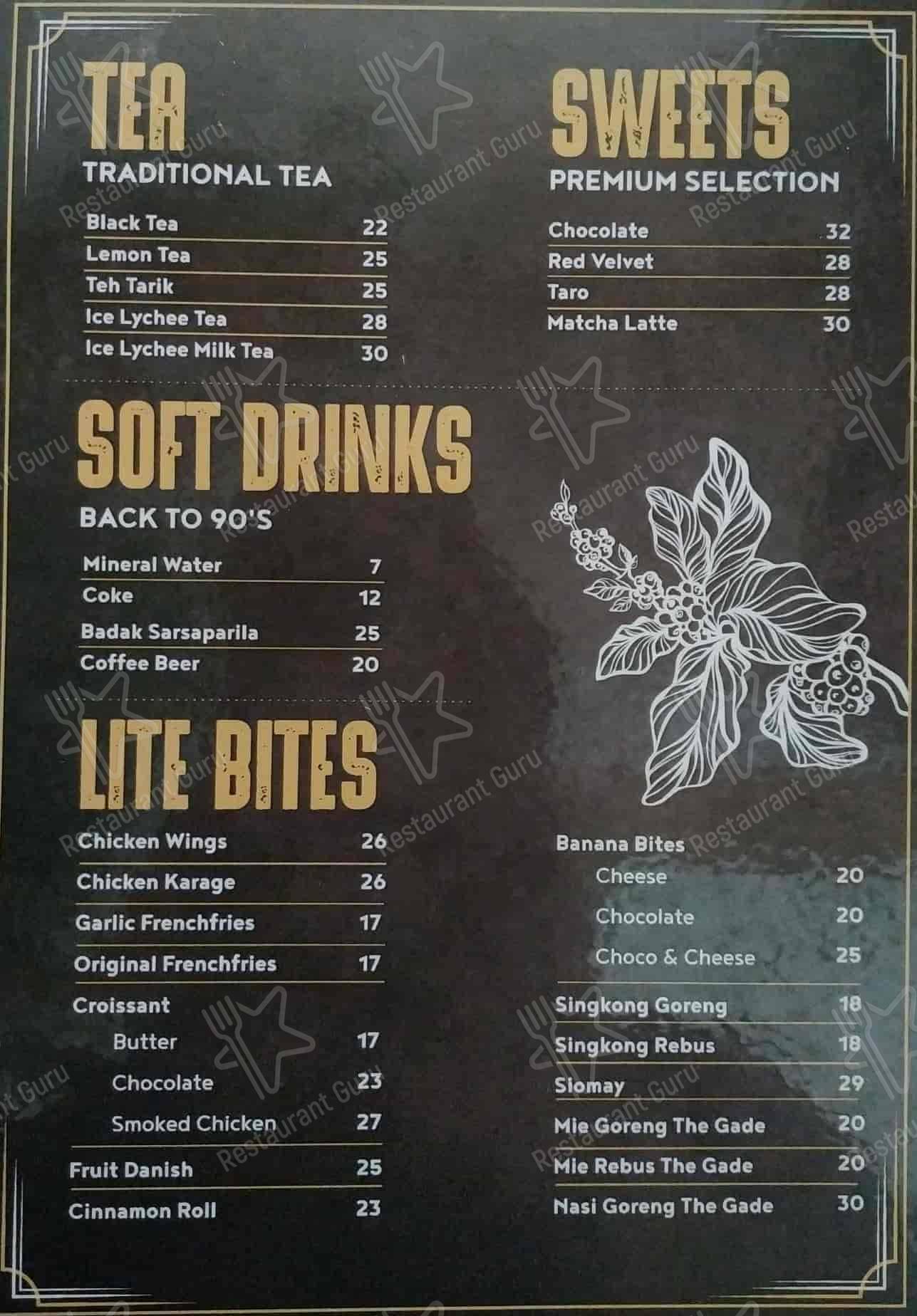 Menu at The Gade Coffee & Gold cafe, Central Jakarta, RW