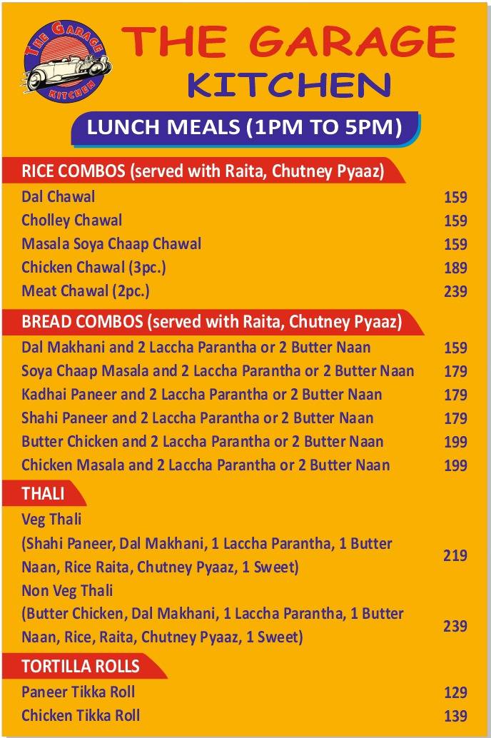 Menu at The Garage Kitchen (Dine-out) Dehradun, Dehradun