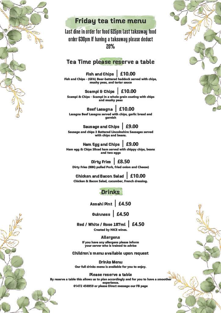 Menu at The Gingerbread House - Tea Room cafe, Grimsby
