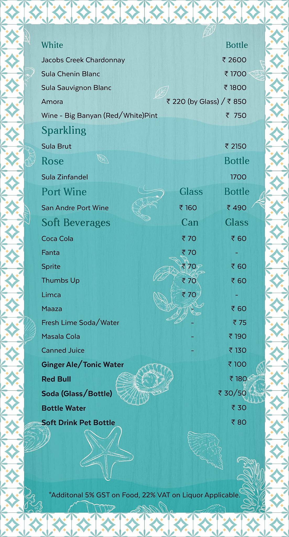 Menu at The Goan Room, Dona Paula
