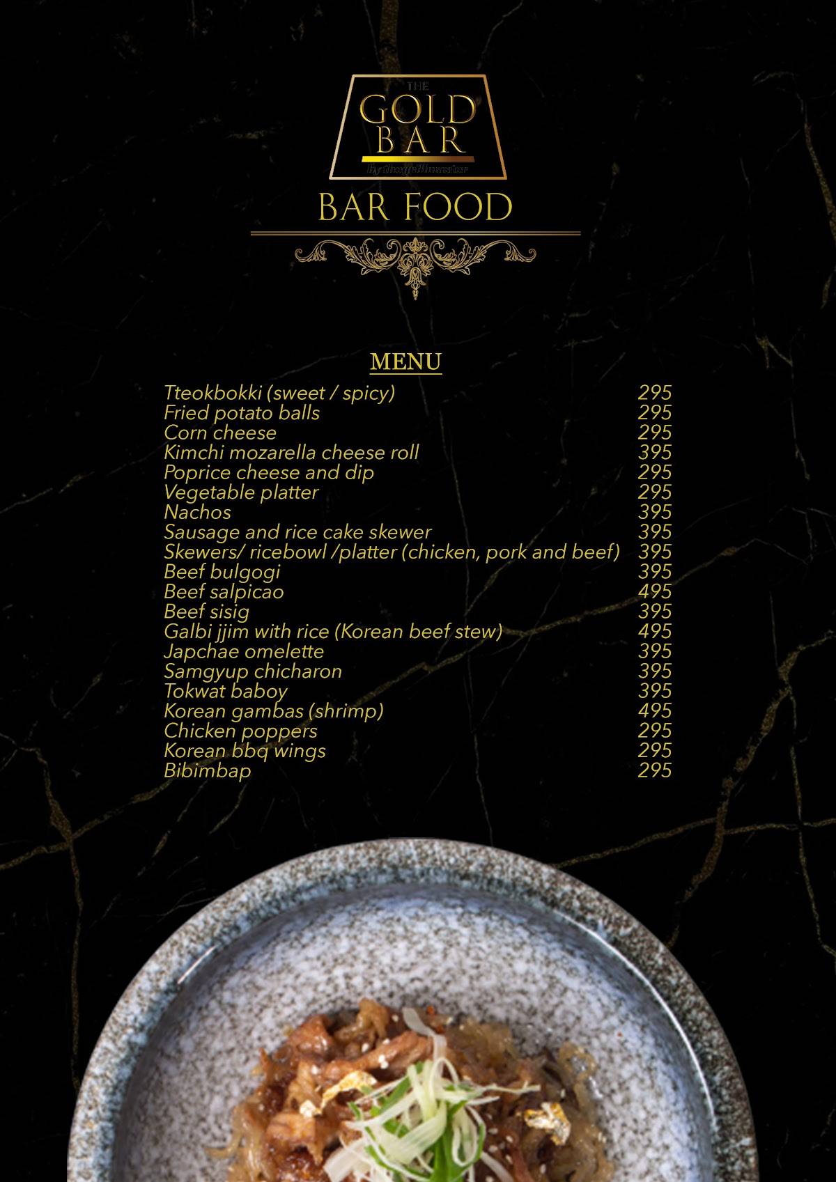 Menu at The Gold Bar, Makati