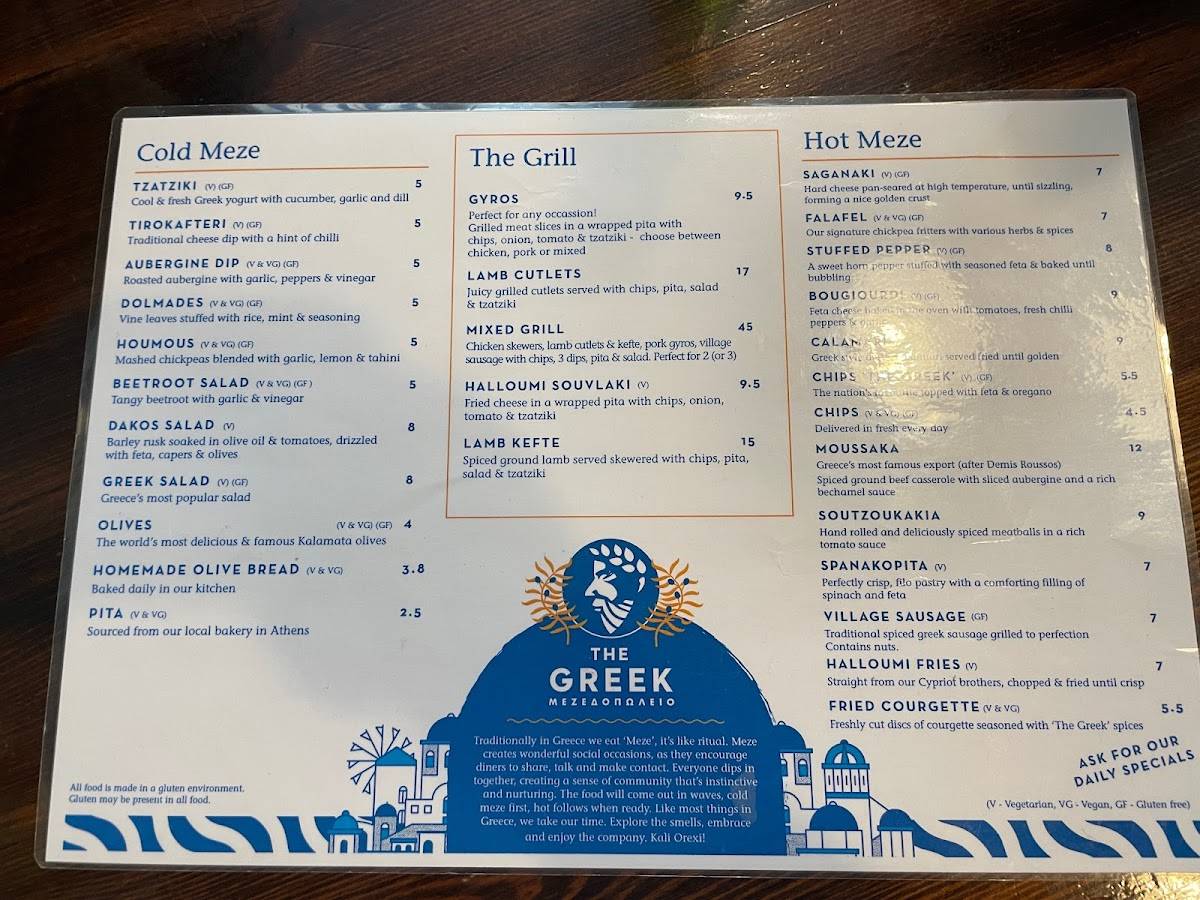 Carta del restaurante The Greek - Hessle, Hessle