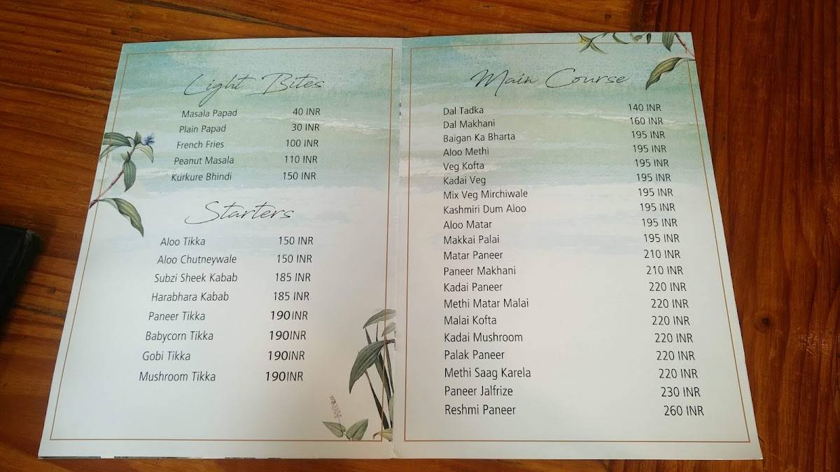 Menu at The GreenPath Organic Restaurant, Bengaluru
