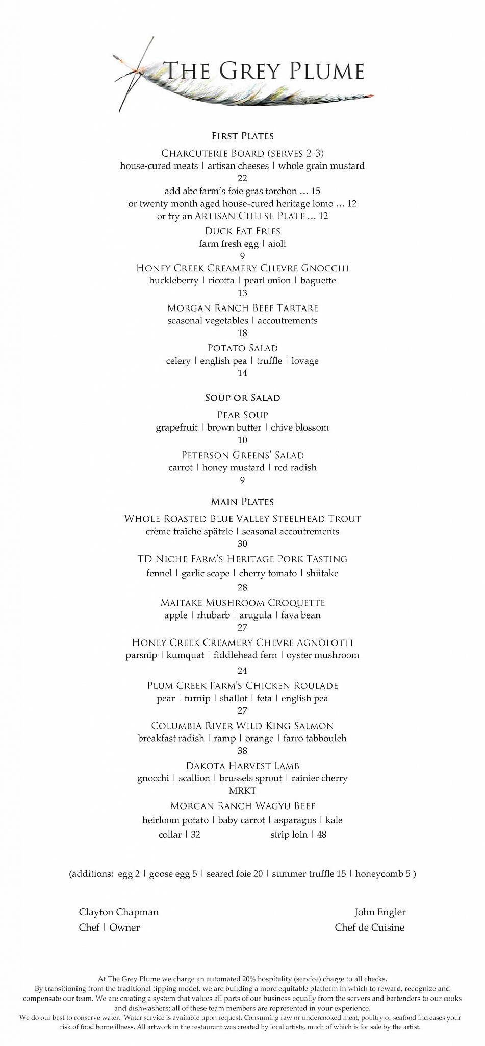 Menu at The Grey Plume pub & bar, Omaha