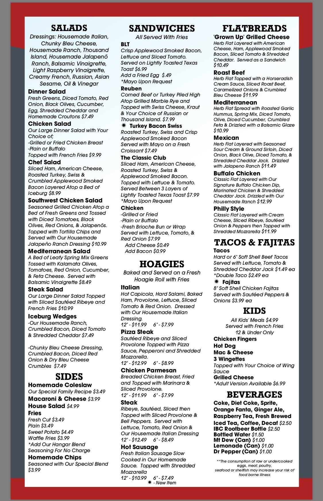 Menu at The Hangar pub & bar, Moon