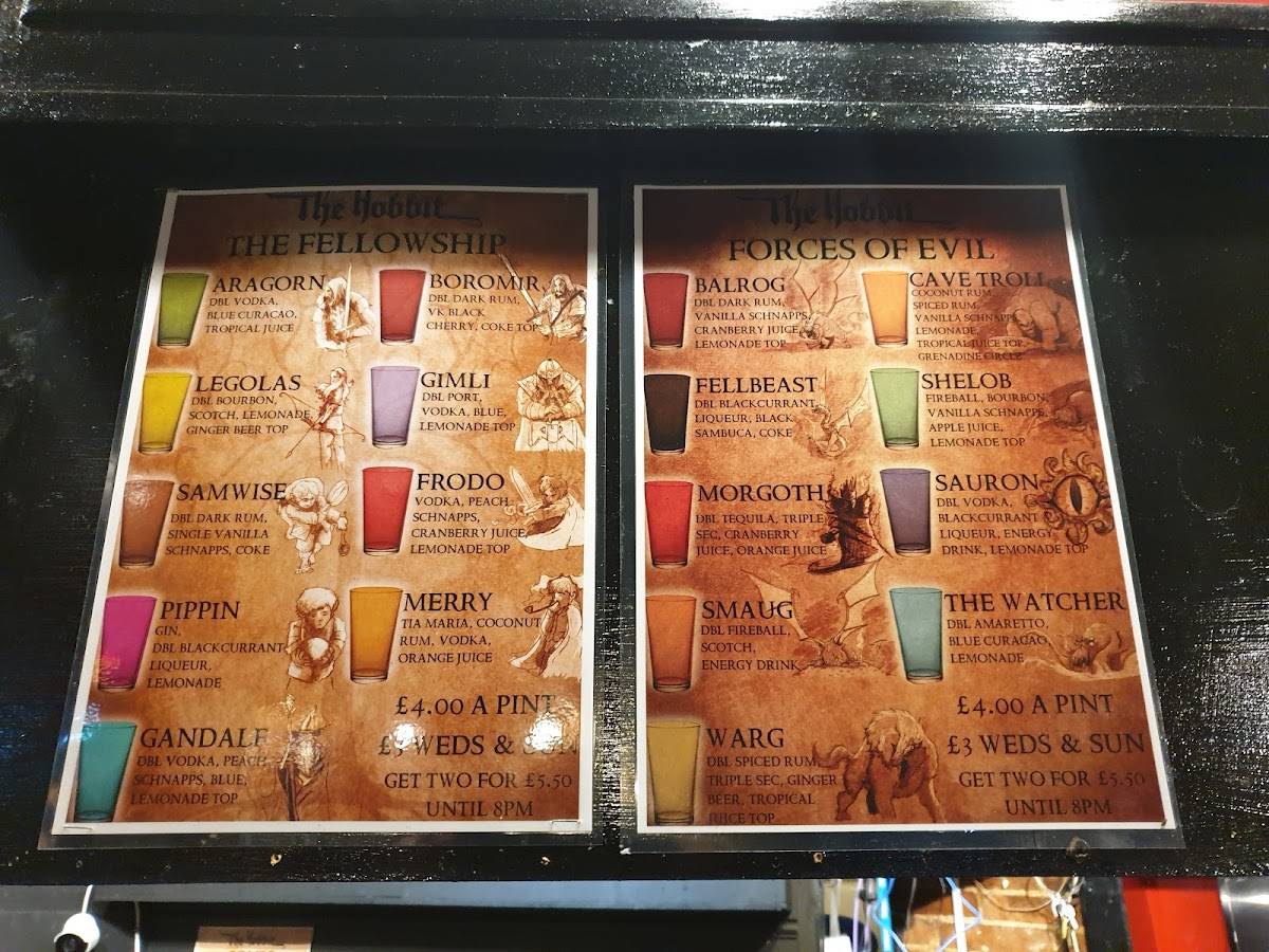 Menu at The Hobbit Pub, Southampton