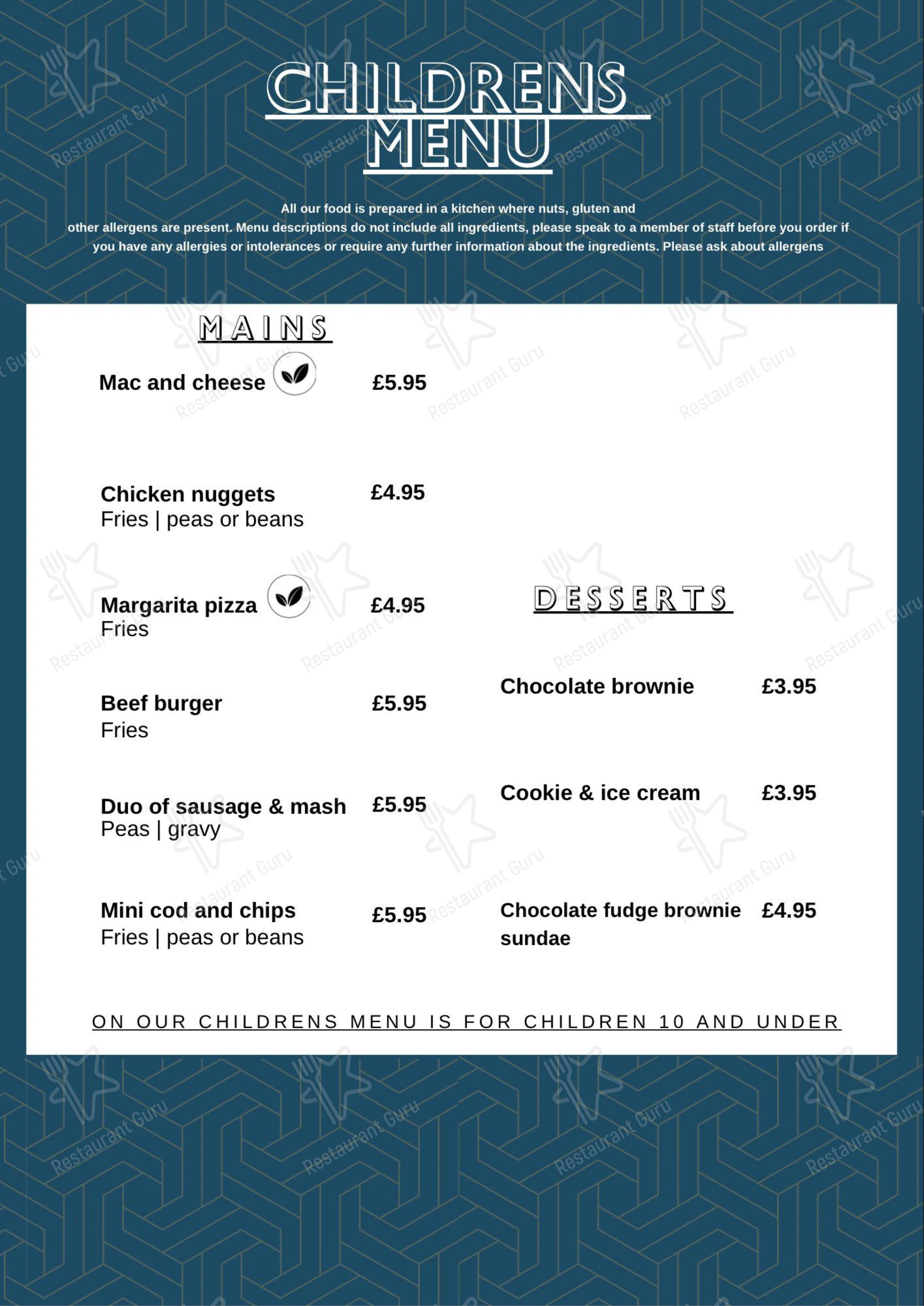 Menu at The Horns Inn, Slitting Mill pub & bar, Rugeley