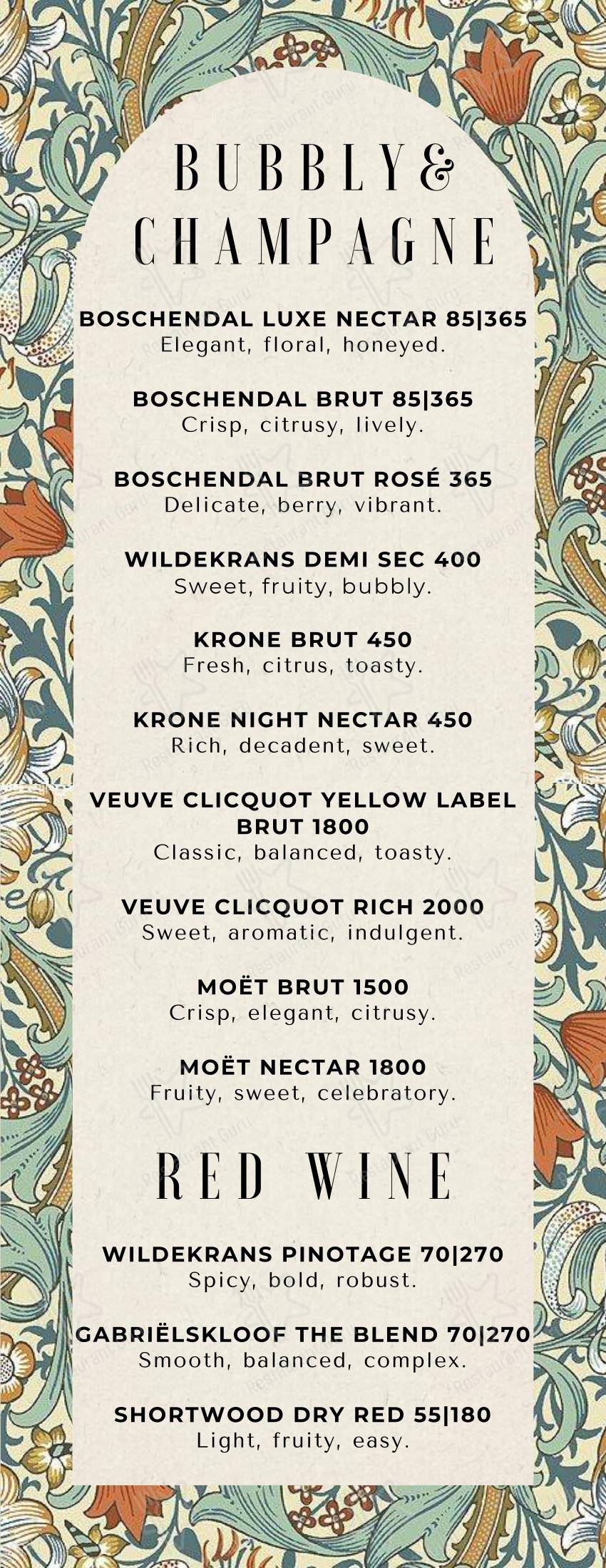Menu at The Ivory Eatery restaurant, Mthatha