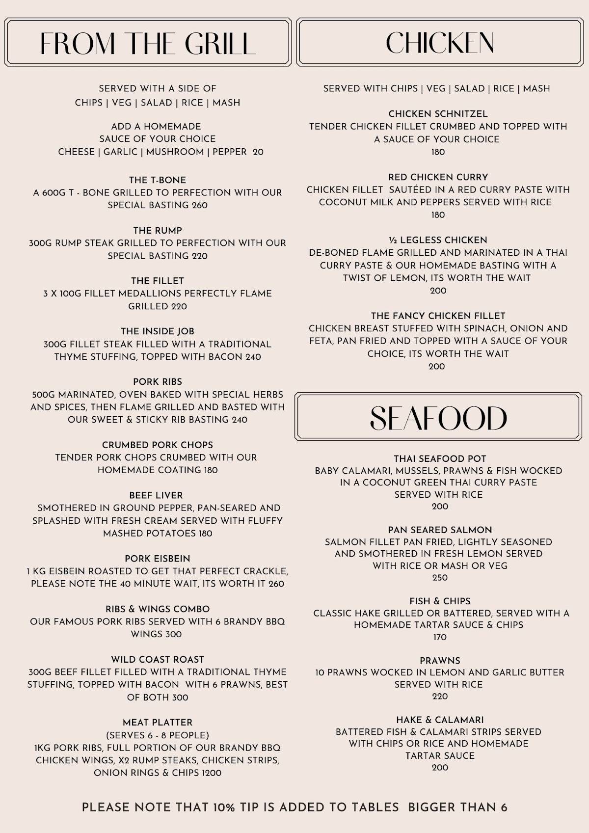 Menu at The Ivory Eatery restaurant, Mthatha