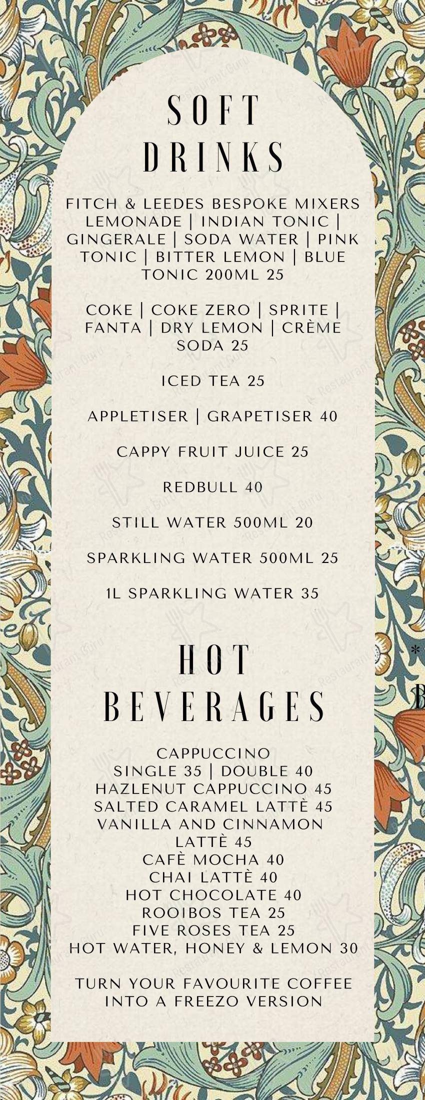 Menu at The Ivory Eatery restaurant, Mthatha