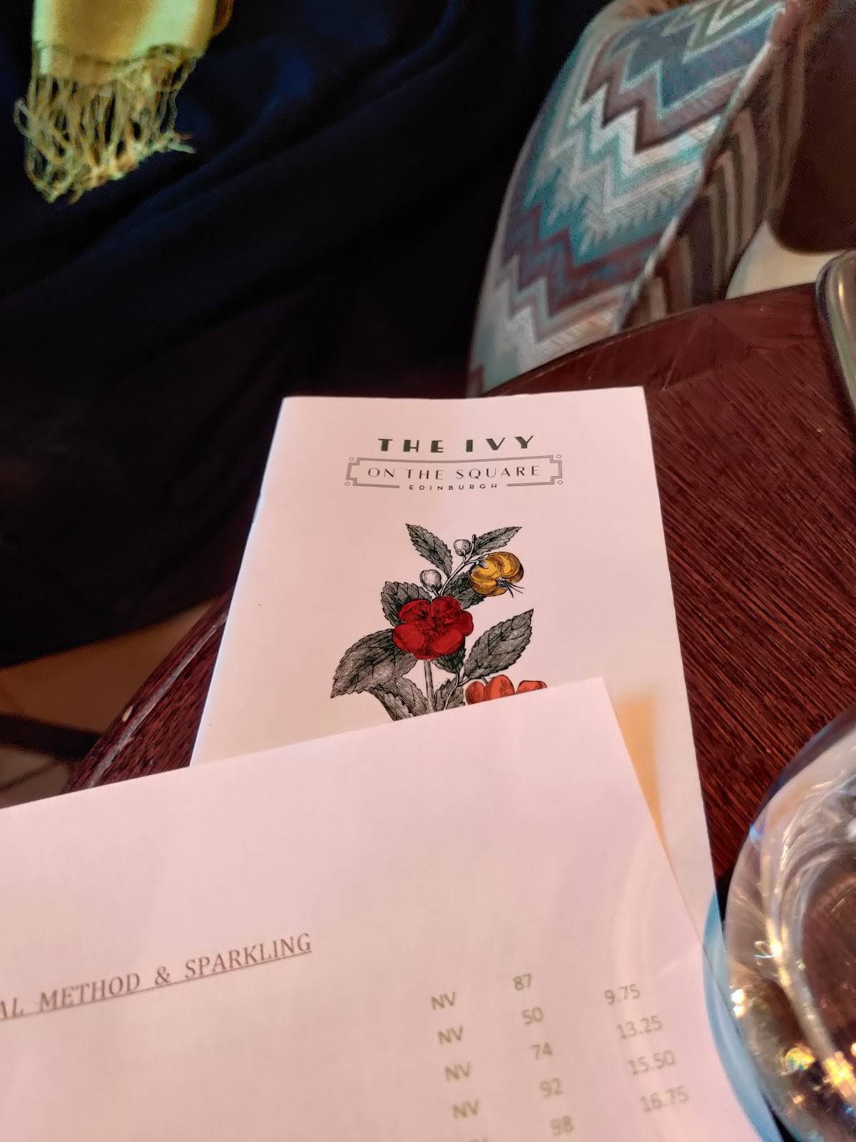 Menu at The Ivy On The Square Edinburgh pub & bar, Edinburgh