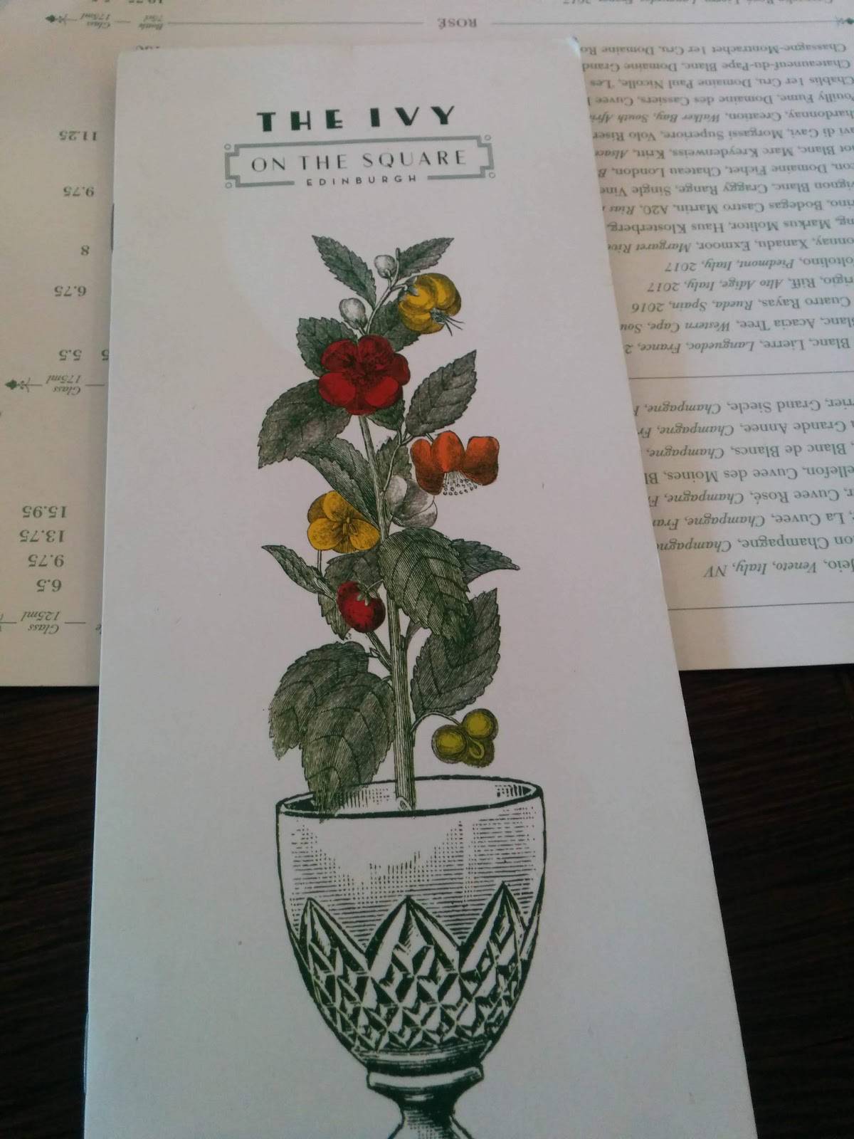 Menu at The Ivy On The Square Edinburgh pub & bar, Edinburgh