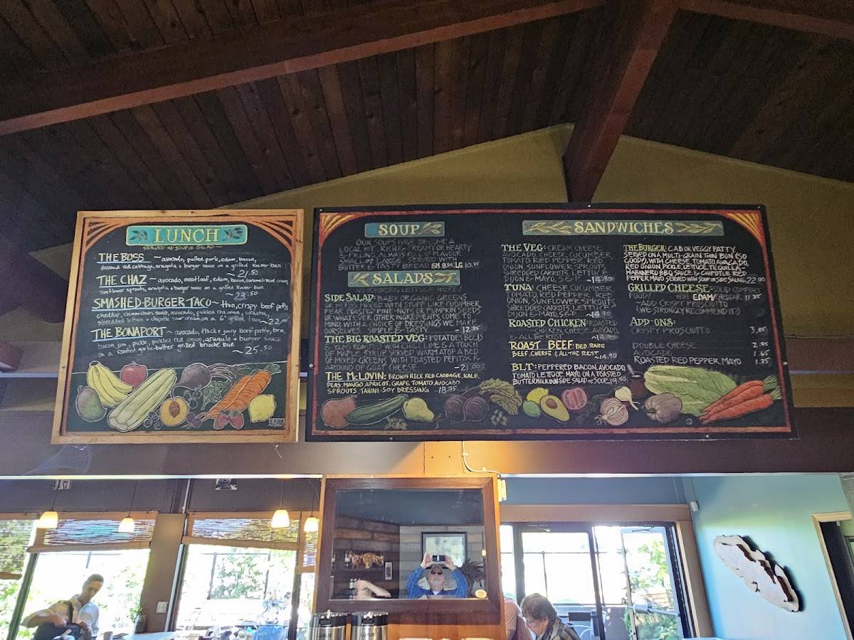 Menu at The Java Shack cafe, Campbell River