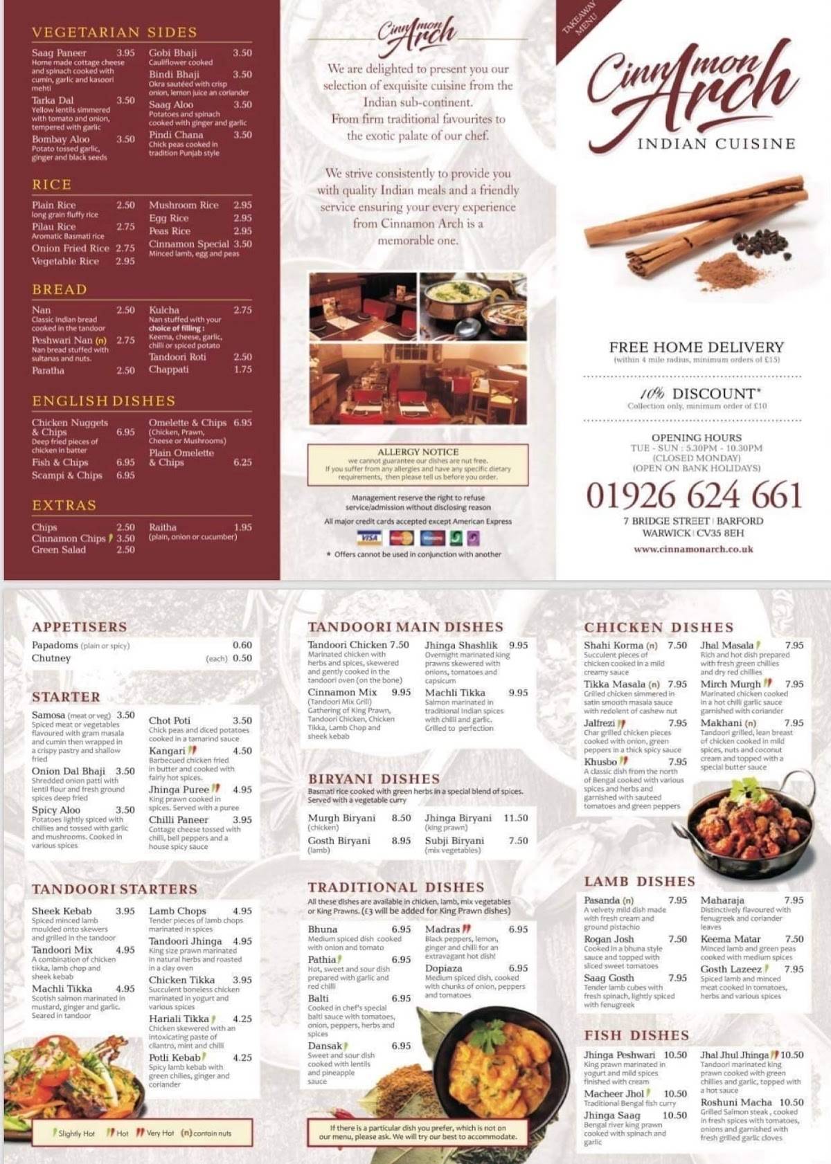 Menu at The Joseph Arch pub & bar, Barford