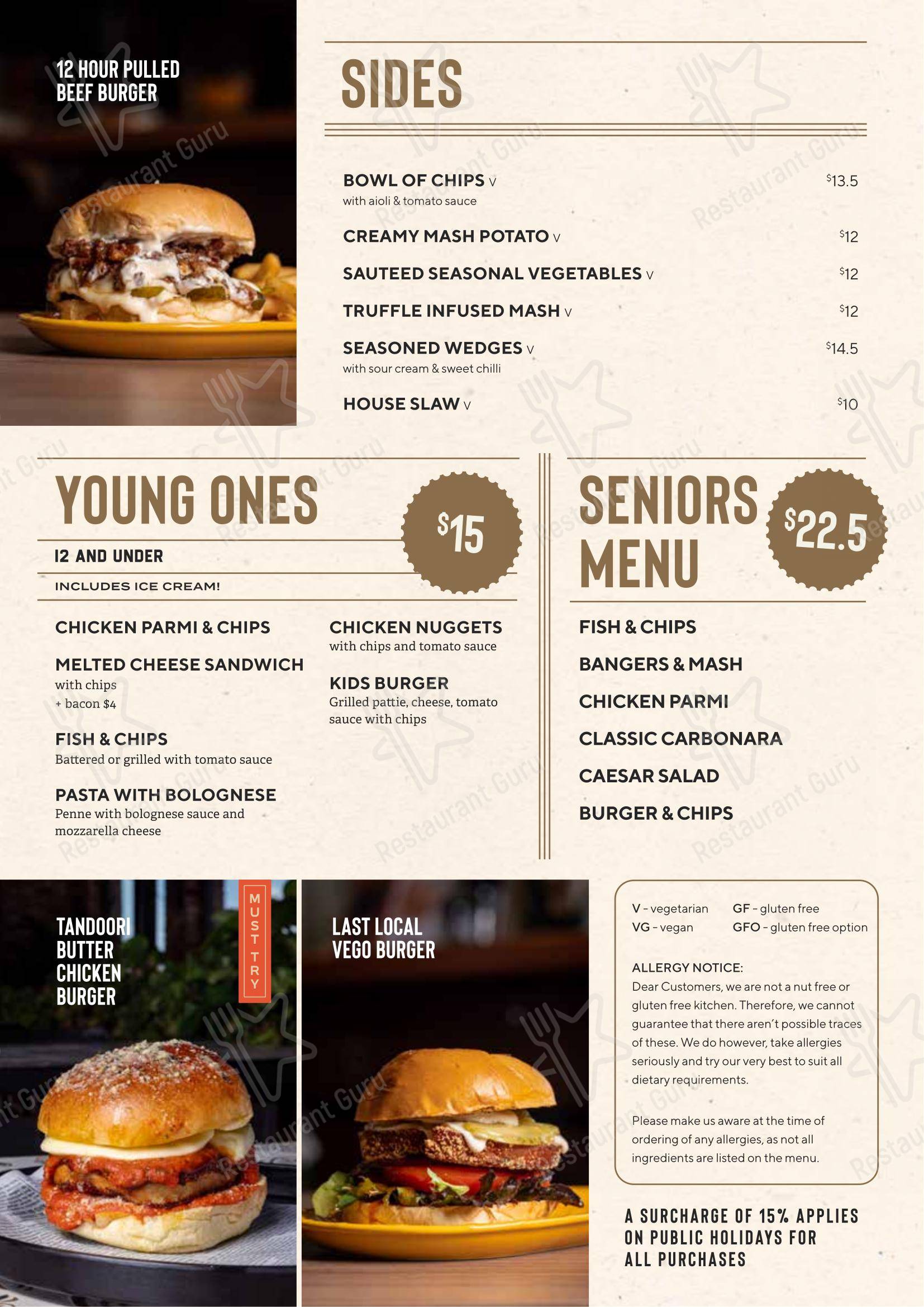 Menu at The Last Local pub & bar, Canning Vale