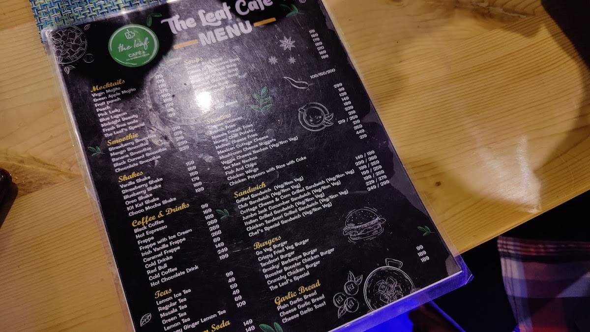 Menu at The Leaf, Dehradun
