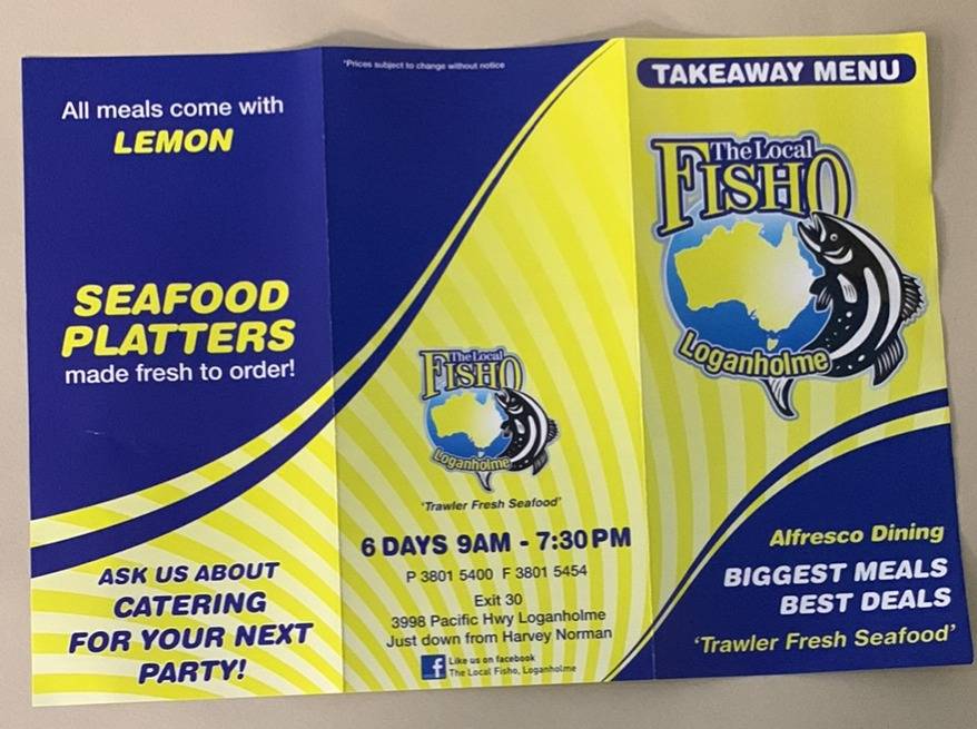 Menu at The Local Fisho Loganholme restaurant, Loganholme