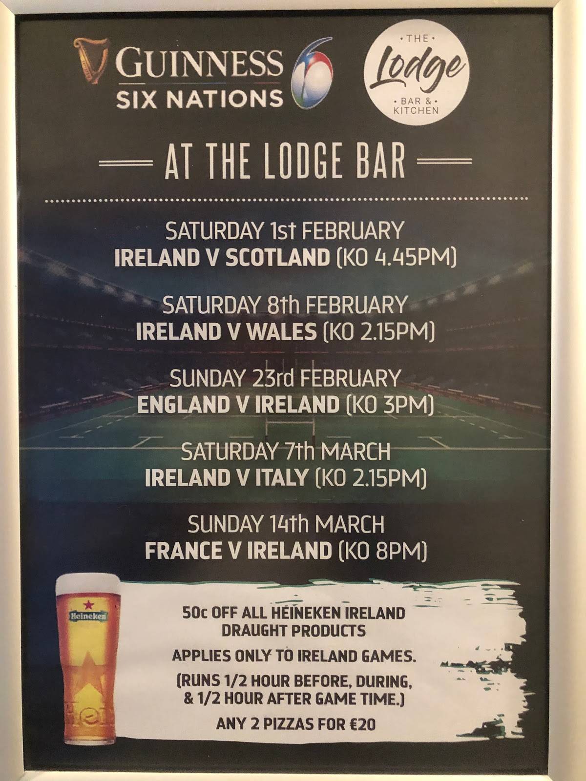 Menu at The Lodge Bar & Kitchen, Myrtleville, Myrtleville