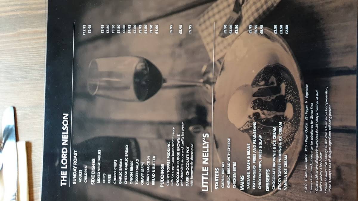 Menu at The Lord Nelson, Langho pub & bar, Blackburn, Whalley Old Rd